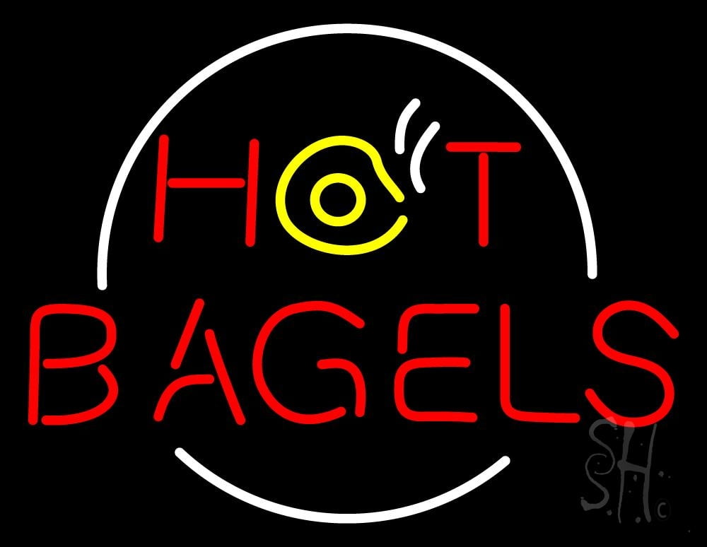 Red Hot Bagels LED Neon Sign 24 x 31 - inches, Black Square Cut Acrylic ...