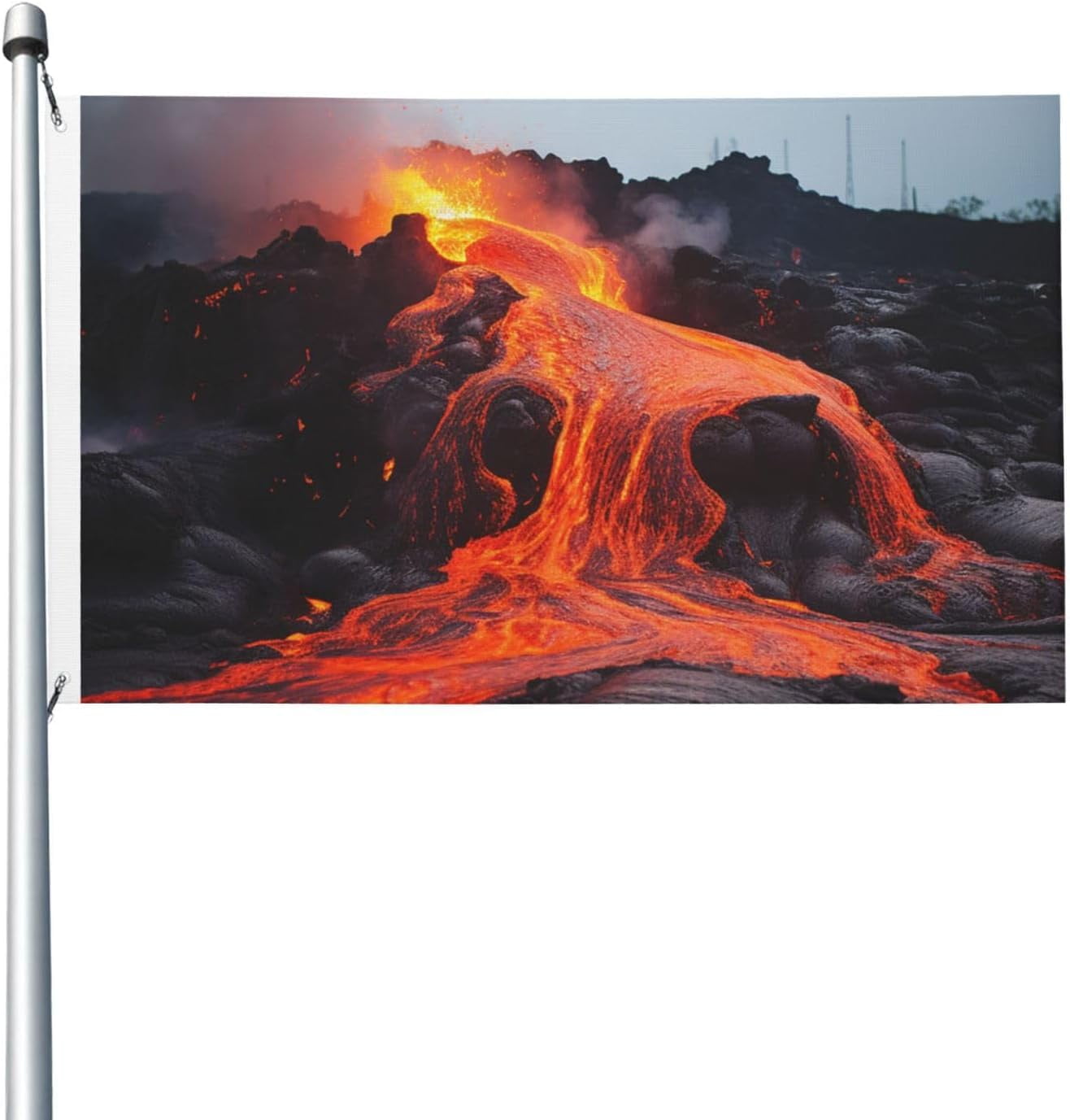 Red Hot Lava from Kilauea Volcano Flag 3x5 ft Flags for Outside Funny ...