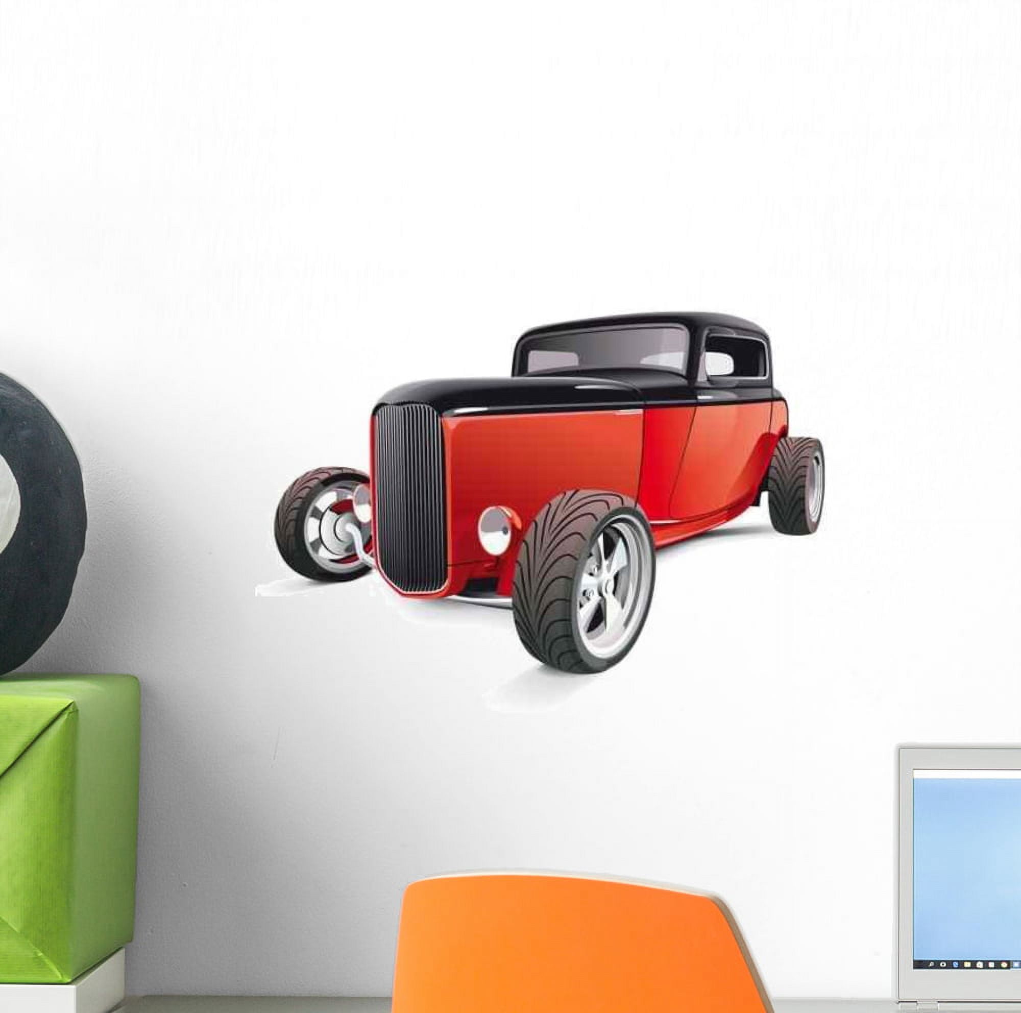 Red Hot Rod Wall Decal Sticker, Wallmonkeys Peel & Stick Vinyl Graphic ...