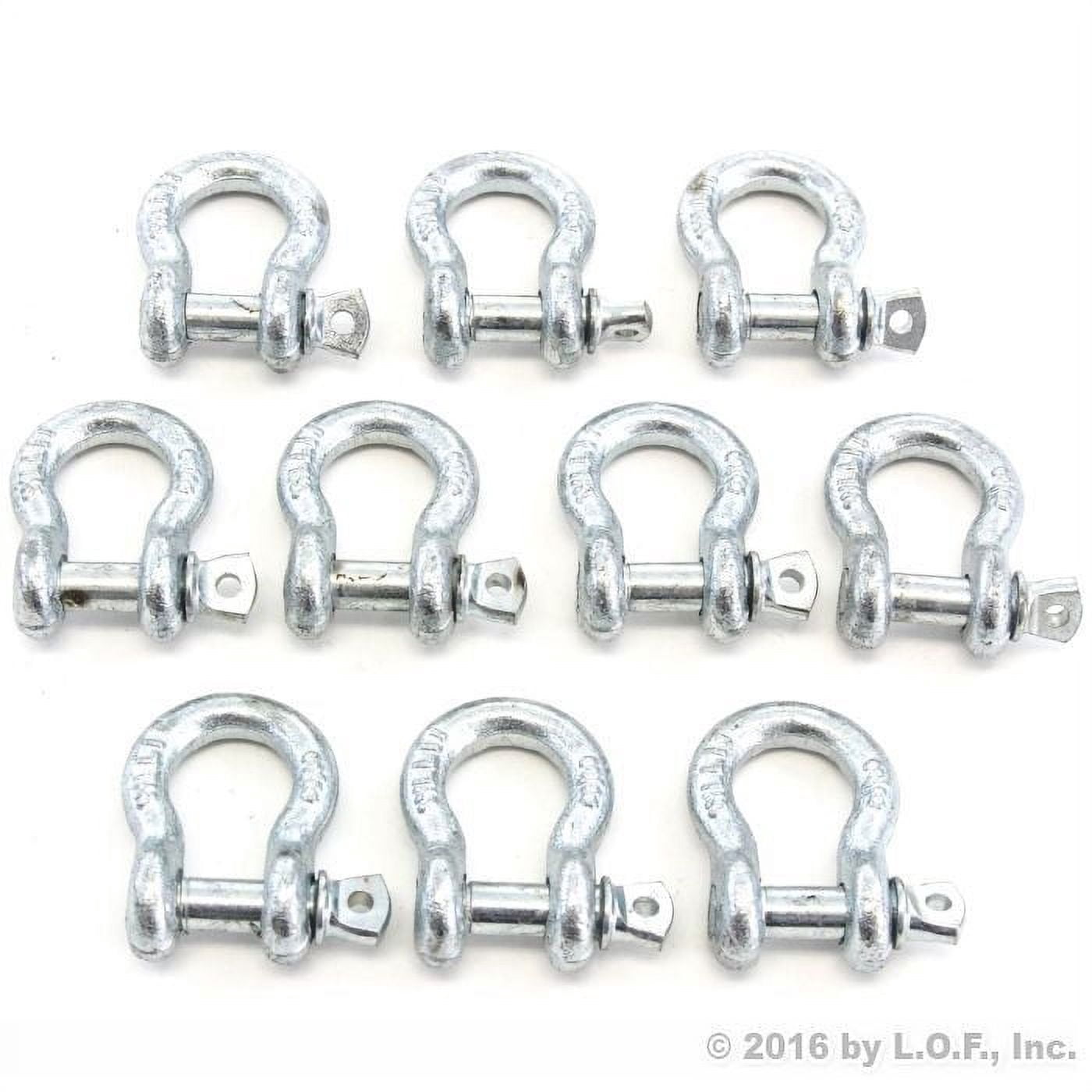 Red Hound Auto 10 Pak 3/8 10mm Galvanized D Ring Shackle .75 Ton Boat ...