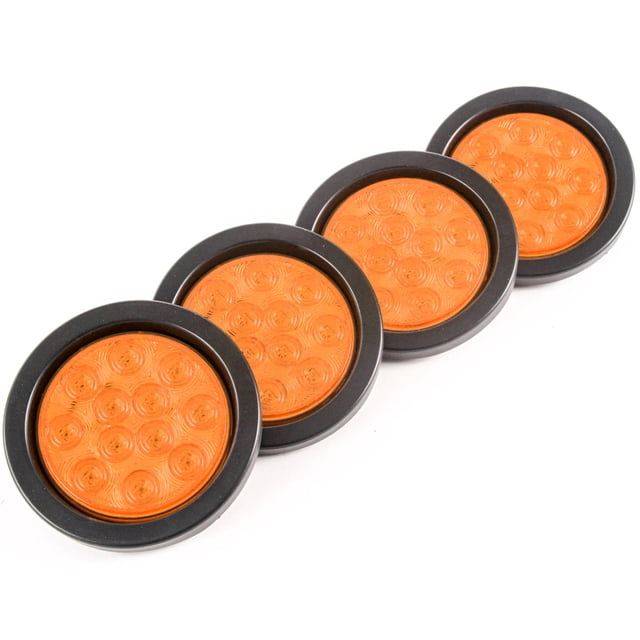 Red Hound Auto 4 Inches Round (4) Amber 10 LED Stop Turn Tail Light ...