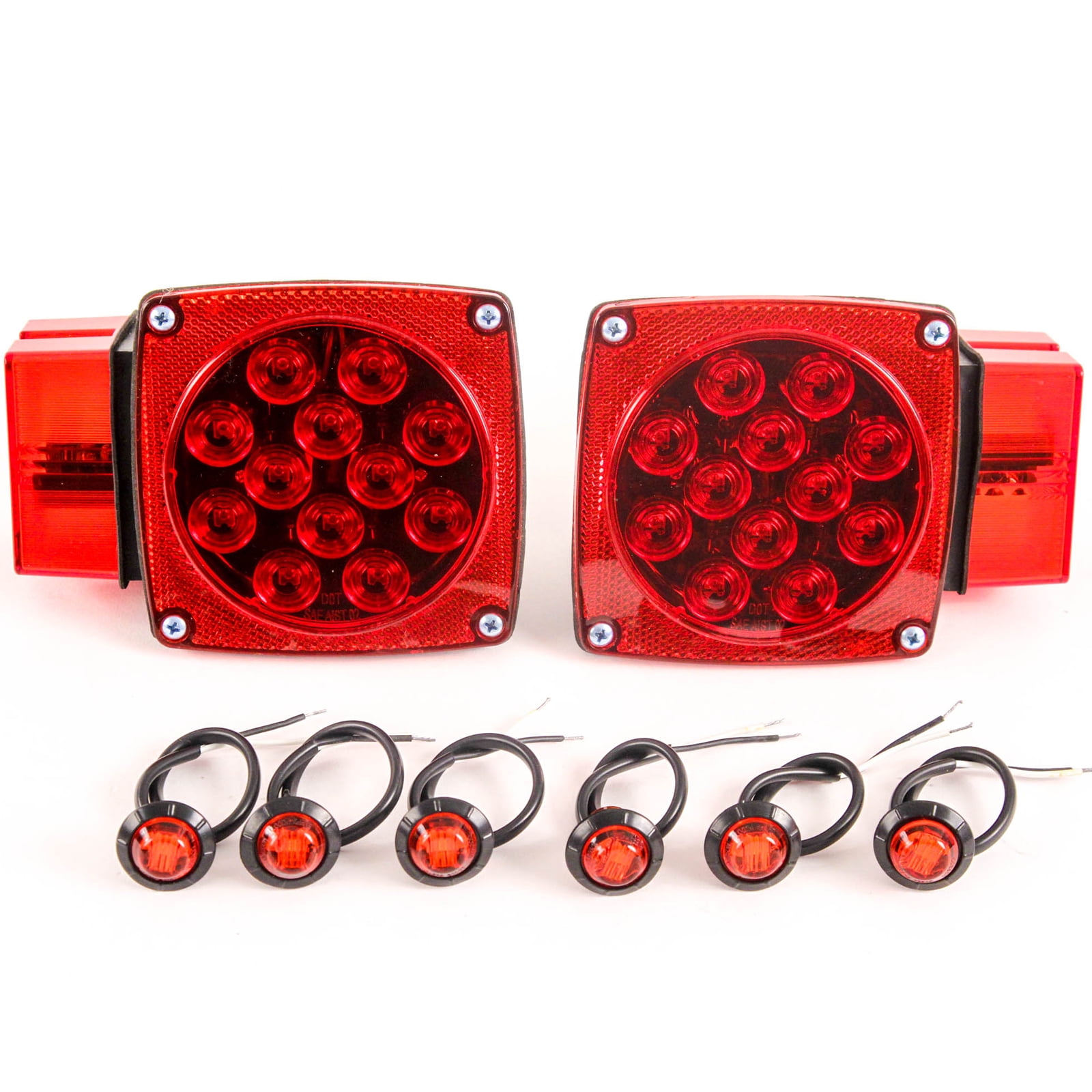Red Hound Auto Led Pair Trailer Square Tail Light over 80 inches & (6 ...