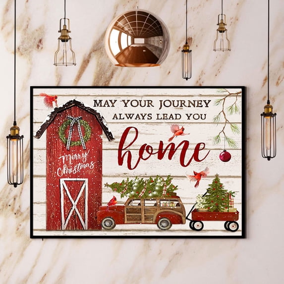 Red House And Car ,Ay Your Journey Always Lead You Home Candinal Poster ...