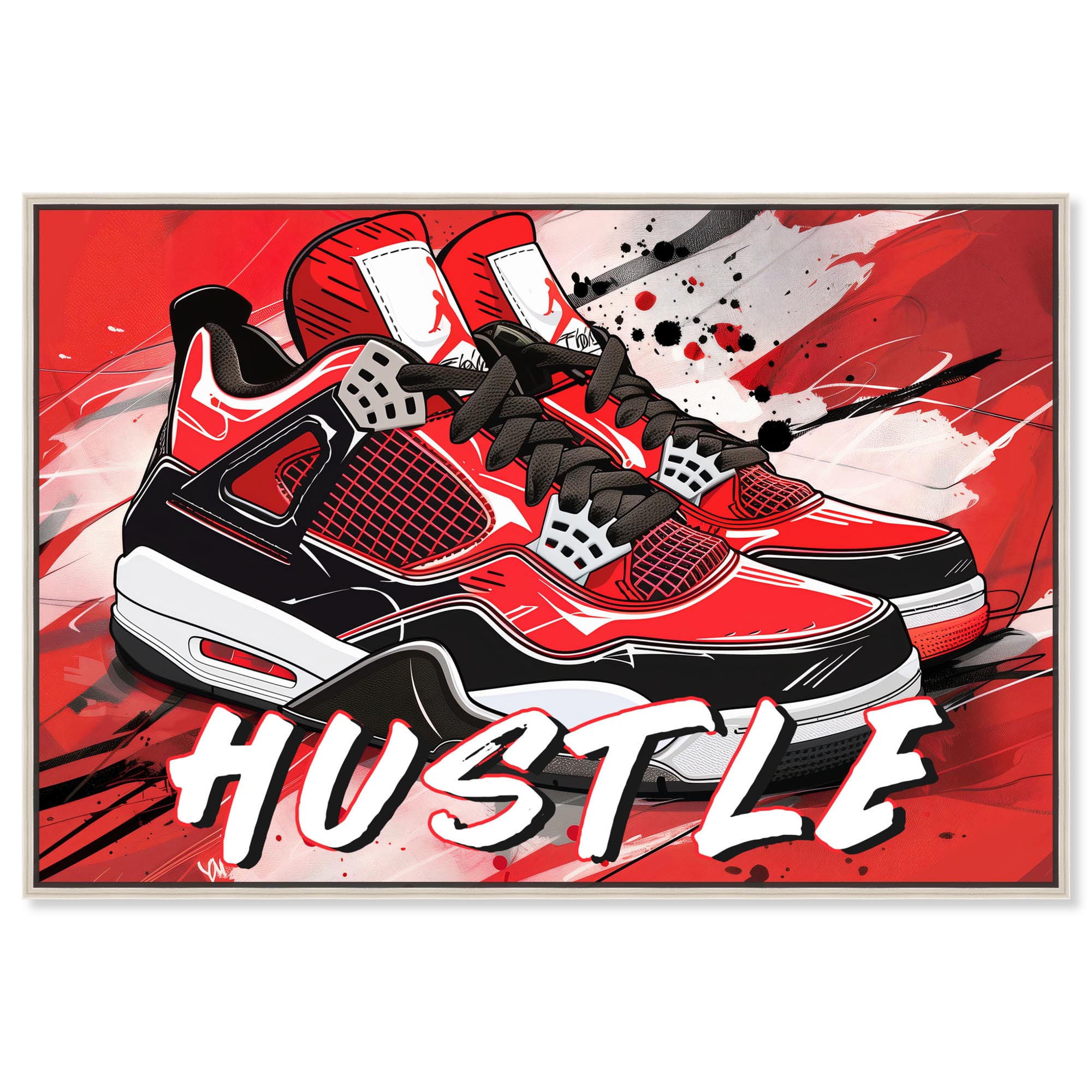 Red Hustle Style Sneakers Canvas Sneaker Prints by Art Remedy, Silver ...