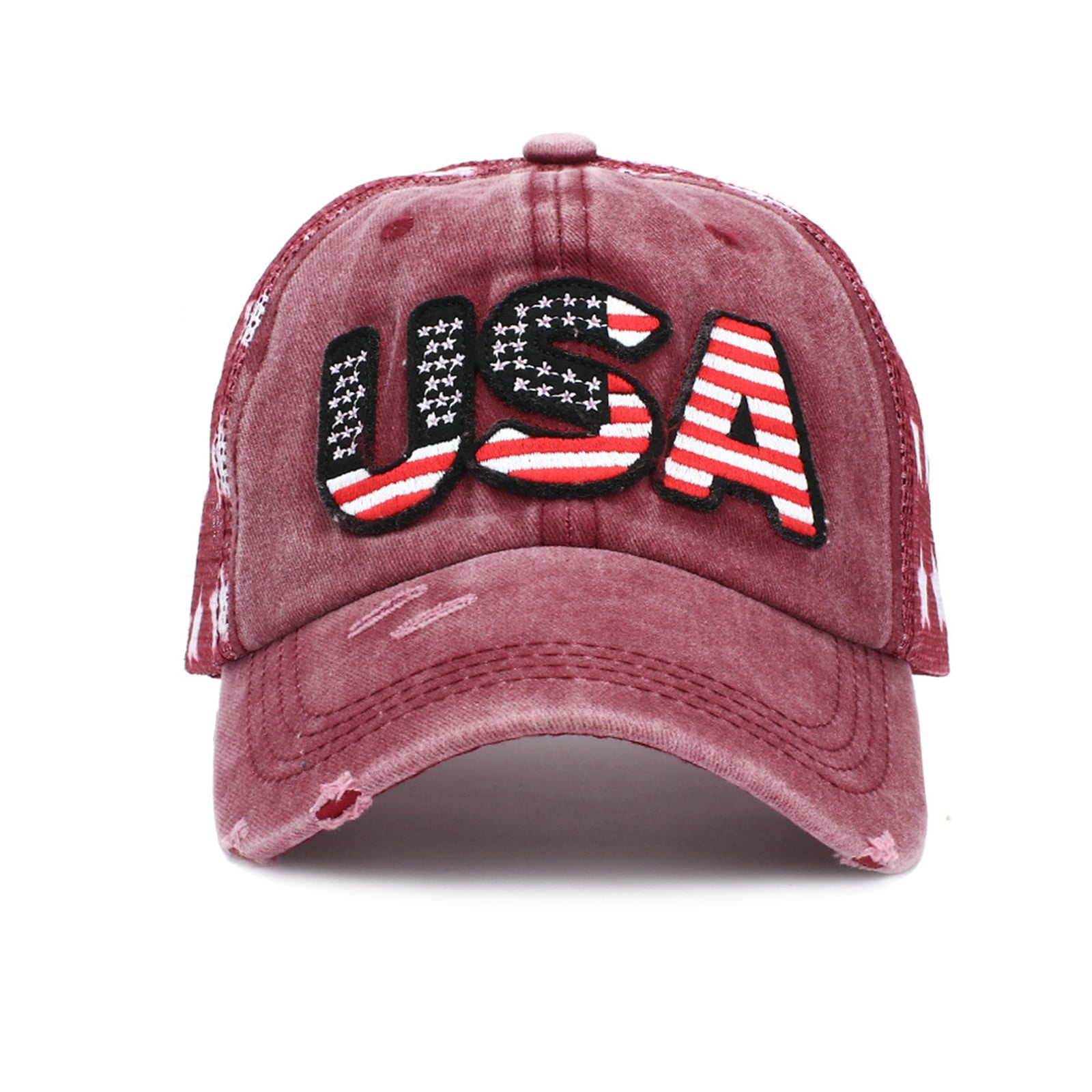 Red Independence Day Flag Baseball Caps Baseball Cap Adjustable Size ...