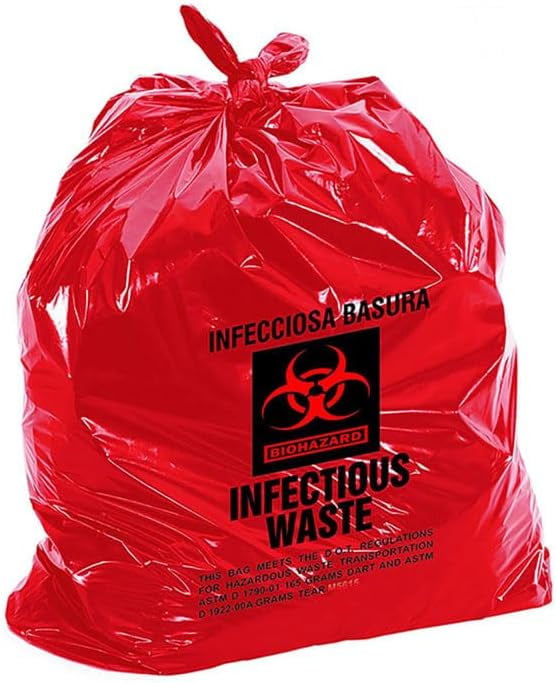 Red Infectious Waste Bag - Biohazard Disposal Bag for Laboratory and ...