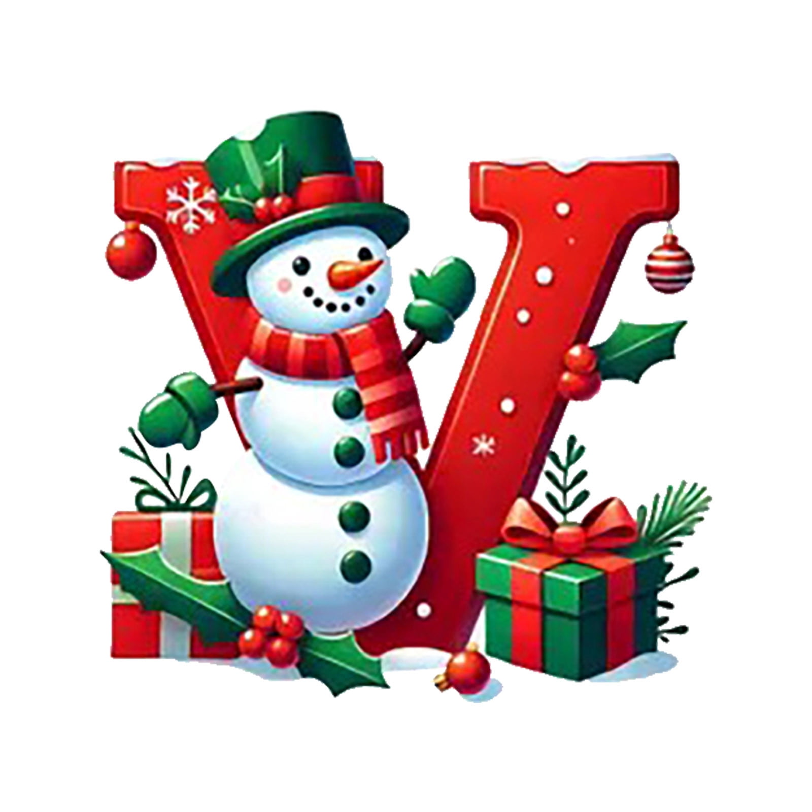 Red Initials Christmas Ornaments for Tree Snowman Alphabet Ornaments ...