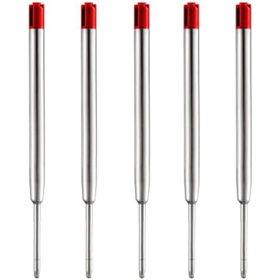 Red Ink Refill Pack of 5, Replaceable Ballpoint Pen Refills, Medium ...