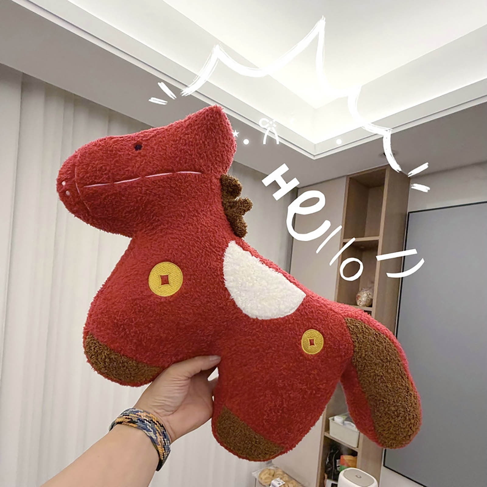 Red Irregular-Shaped Horse Pillow 47x37cm Soft Plush Cushion for Sofa ...