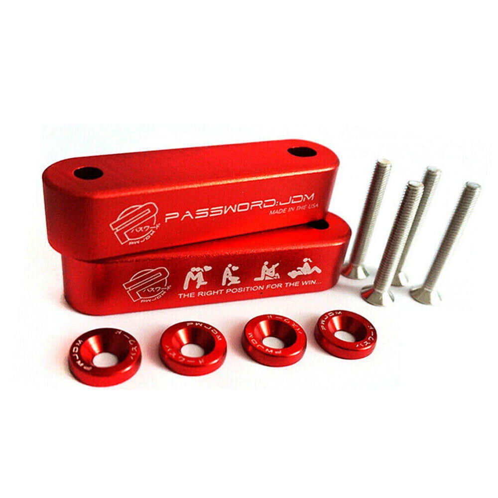 Red JDMPASSWORD Billet Aluminum Hood Spacer Risers For Honda Civic CRX ...