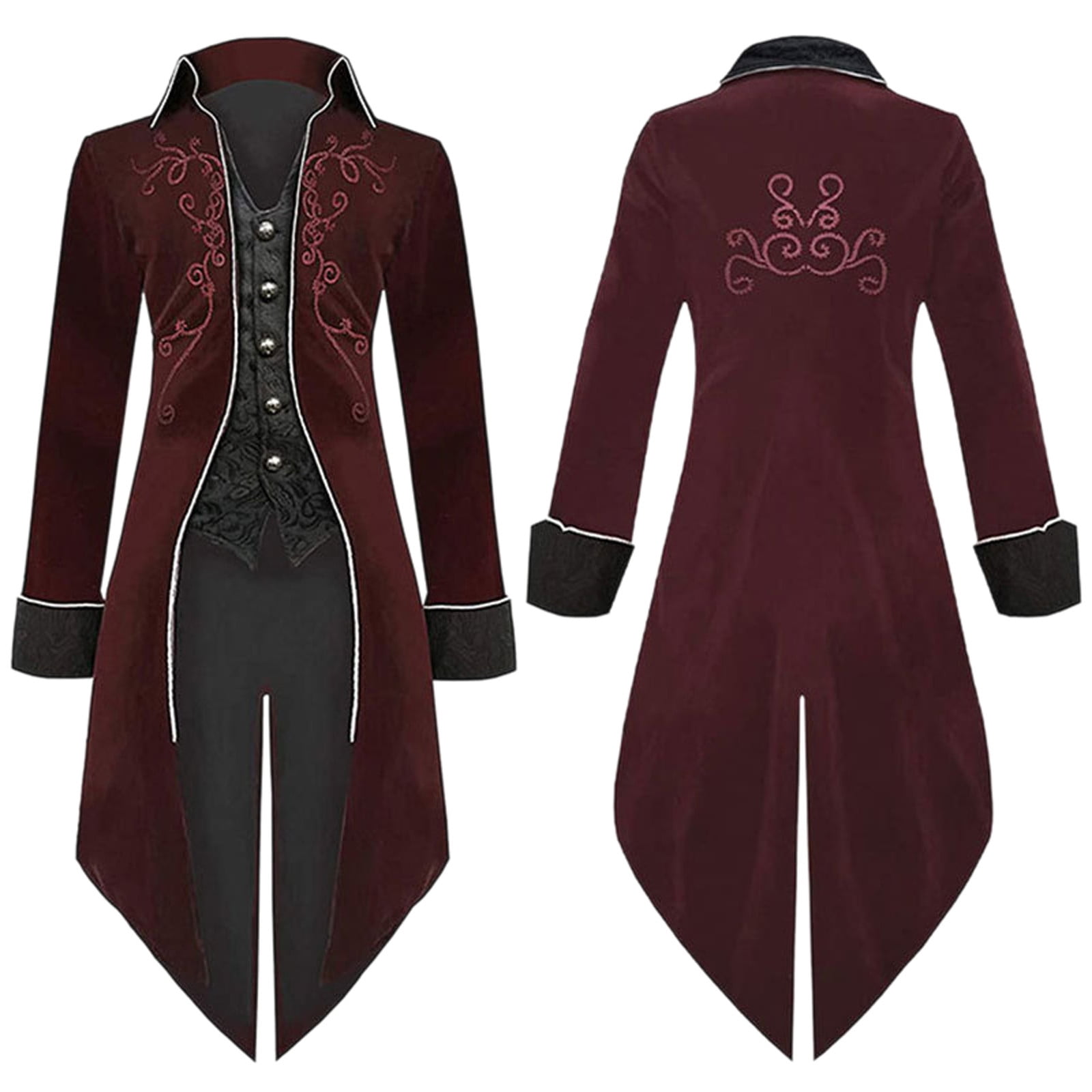 Red Jackets For Men Mens Male Slim Retro Punk Jacket Gold Edge Coat ...