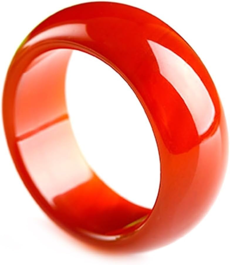 Red Jade Rings for Men Women- Natural Chinese Gemstone Jade Band Ring ...