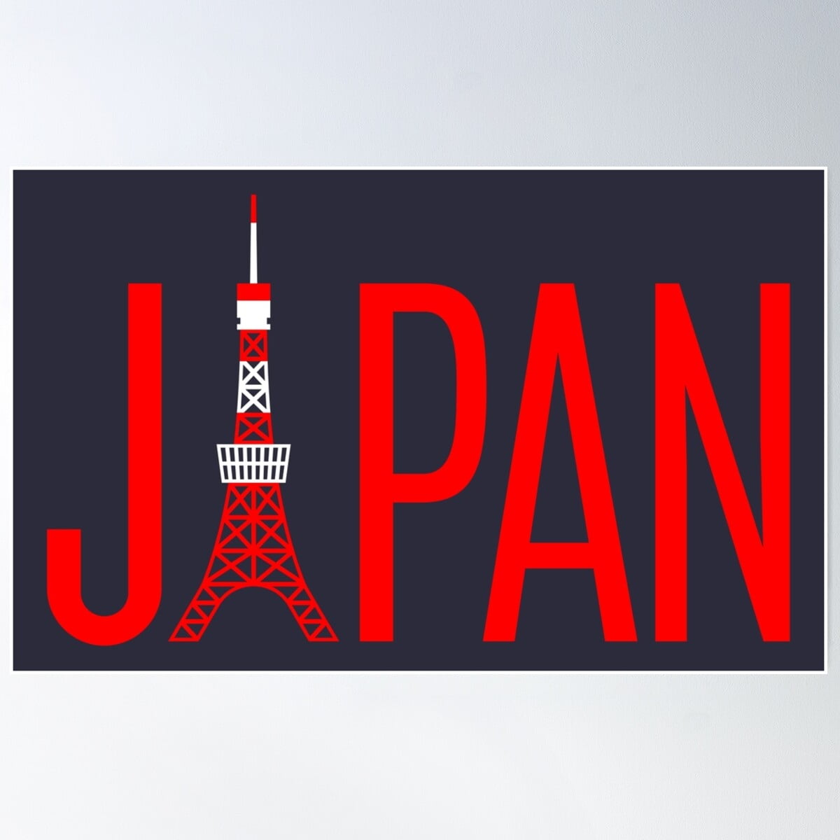 Red Japan Letters With Tokyo Tower Poster Wall Art, Modern Wall Decor ...