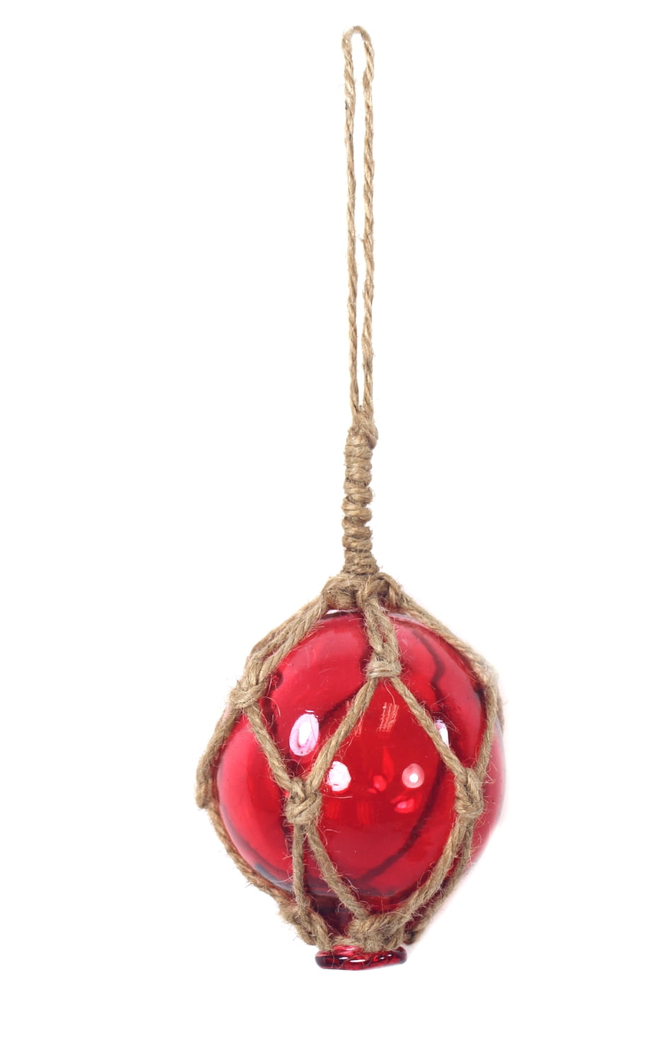 Red Japanese Glass Fishing Fish Net Float Buoy Tied with Jute 3 Inch ...