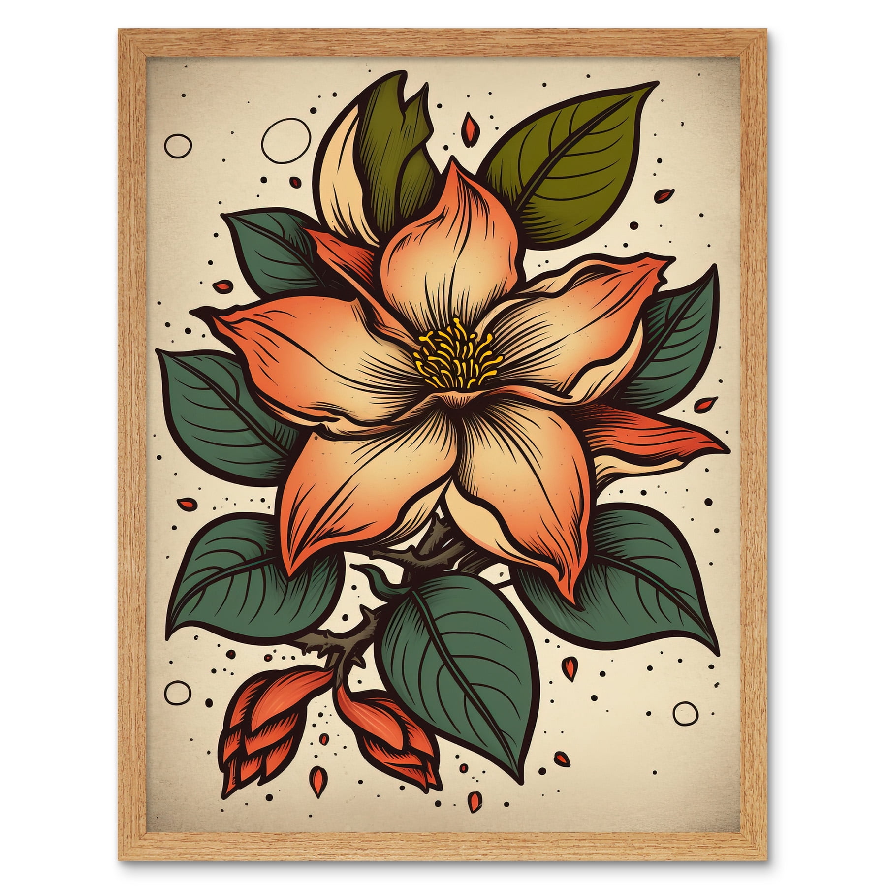 Red Jasmine Old School USA Tattoo Ink Body Art Rockabilly Americana 50s ...