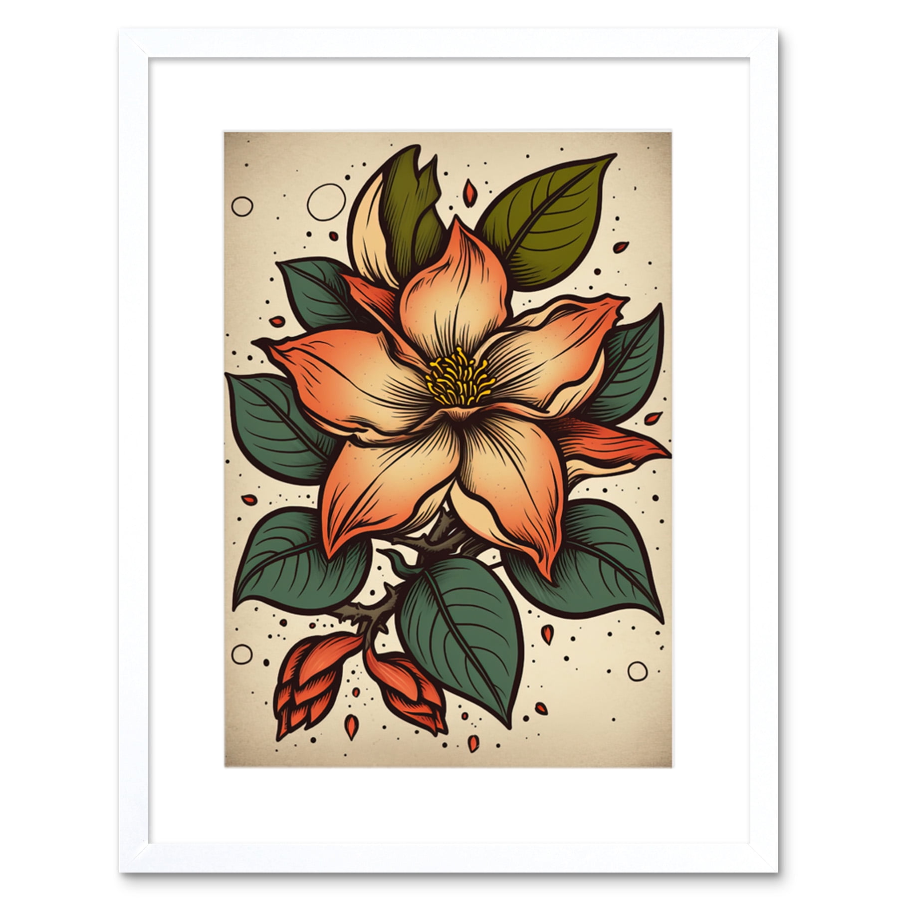 Red Jasmine Old School USA Tattoo Ink Body Art Rockabilly Americana 50s ...