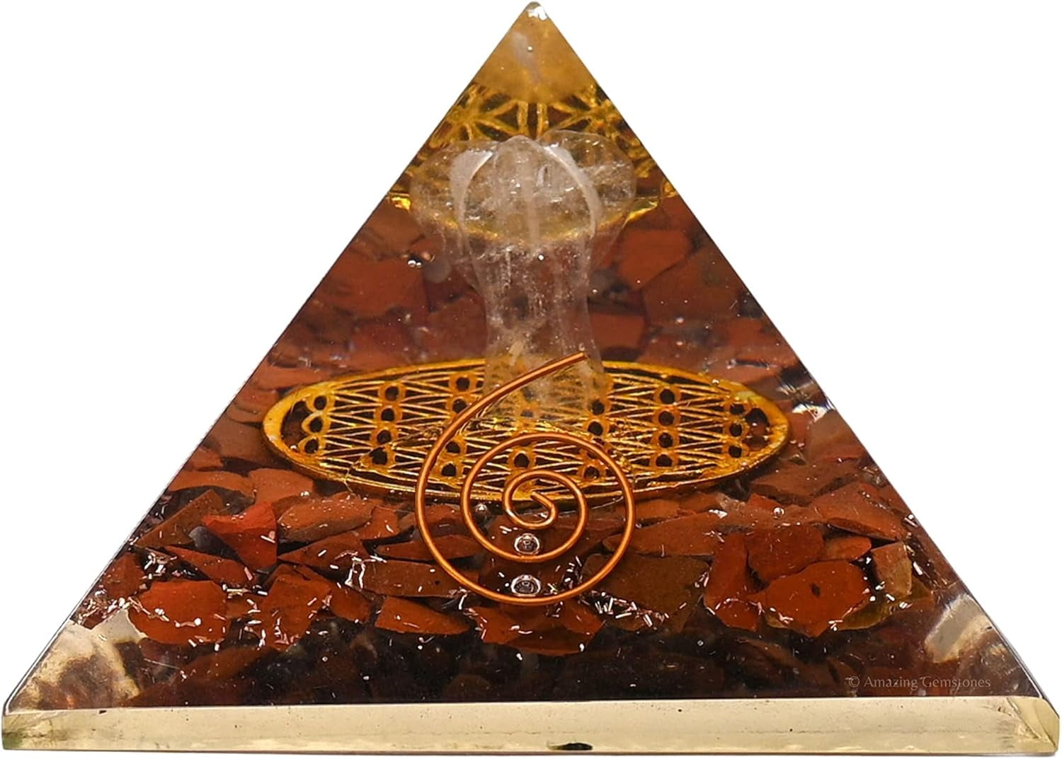 Red Jasper Orgone Pyramid Orgonite Crystal Pyramid (Glow in Dark Angel ...