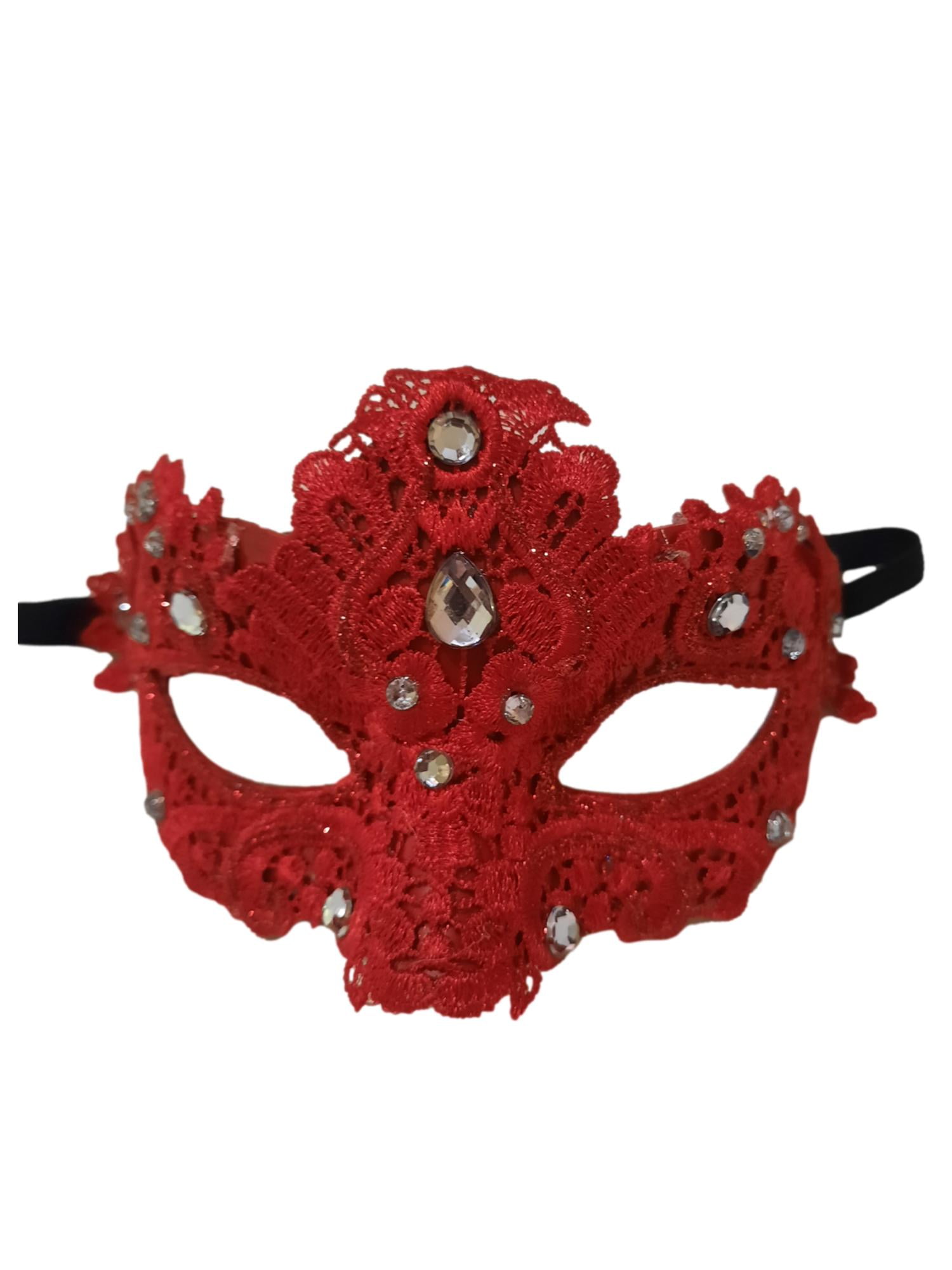 Red Jewel Macrame Brocade Lace Crystal Venetian Masquerade Mardi Gras ...