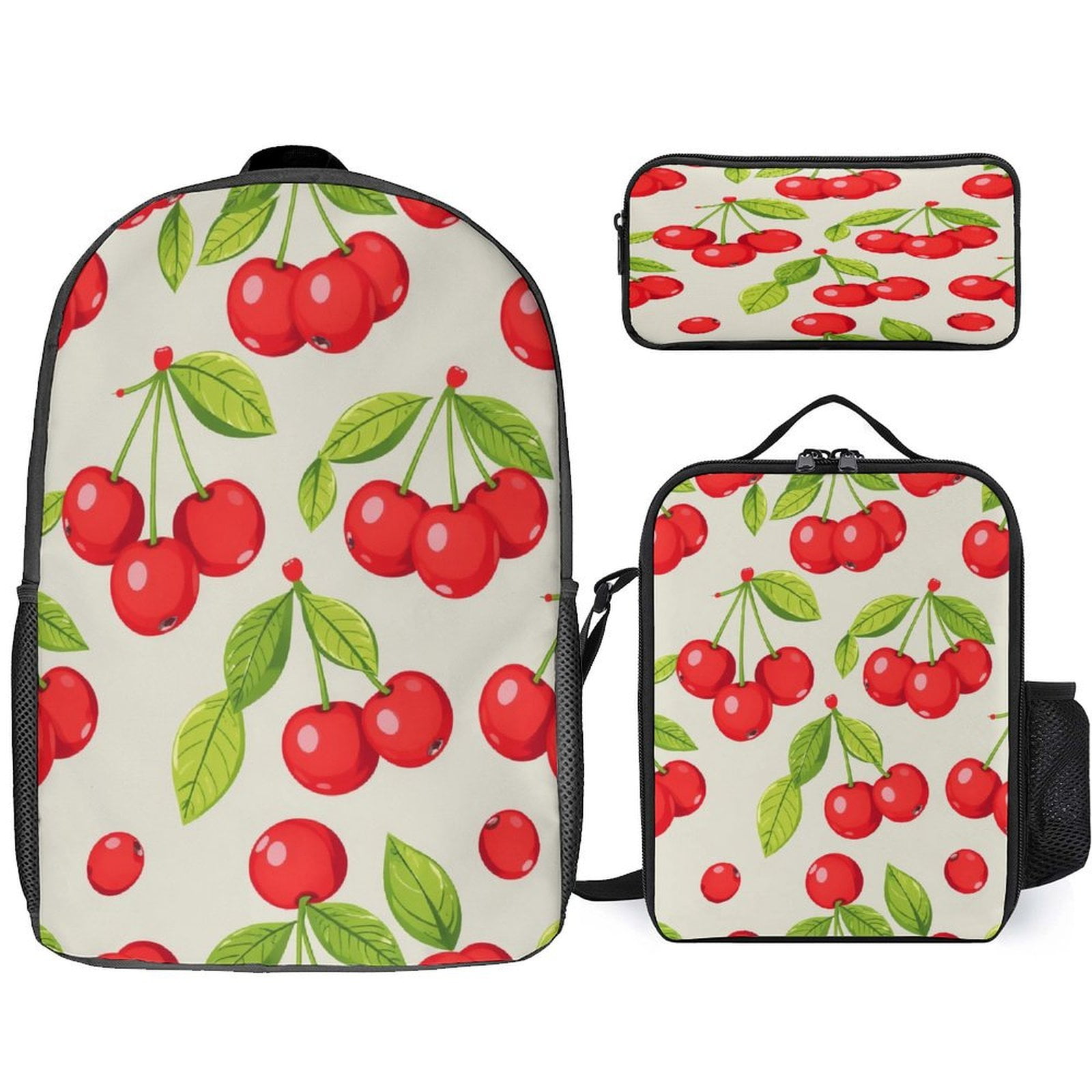 Red Juicy Cherries 3pcs/Set Bags Laptop Daypack Backpack Lunch Bag ...