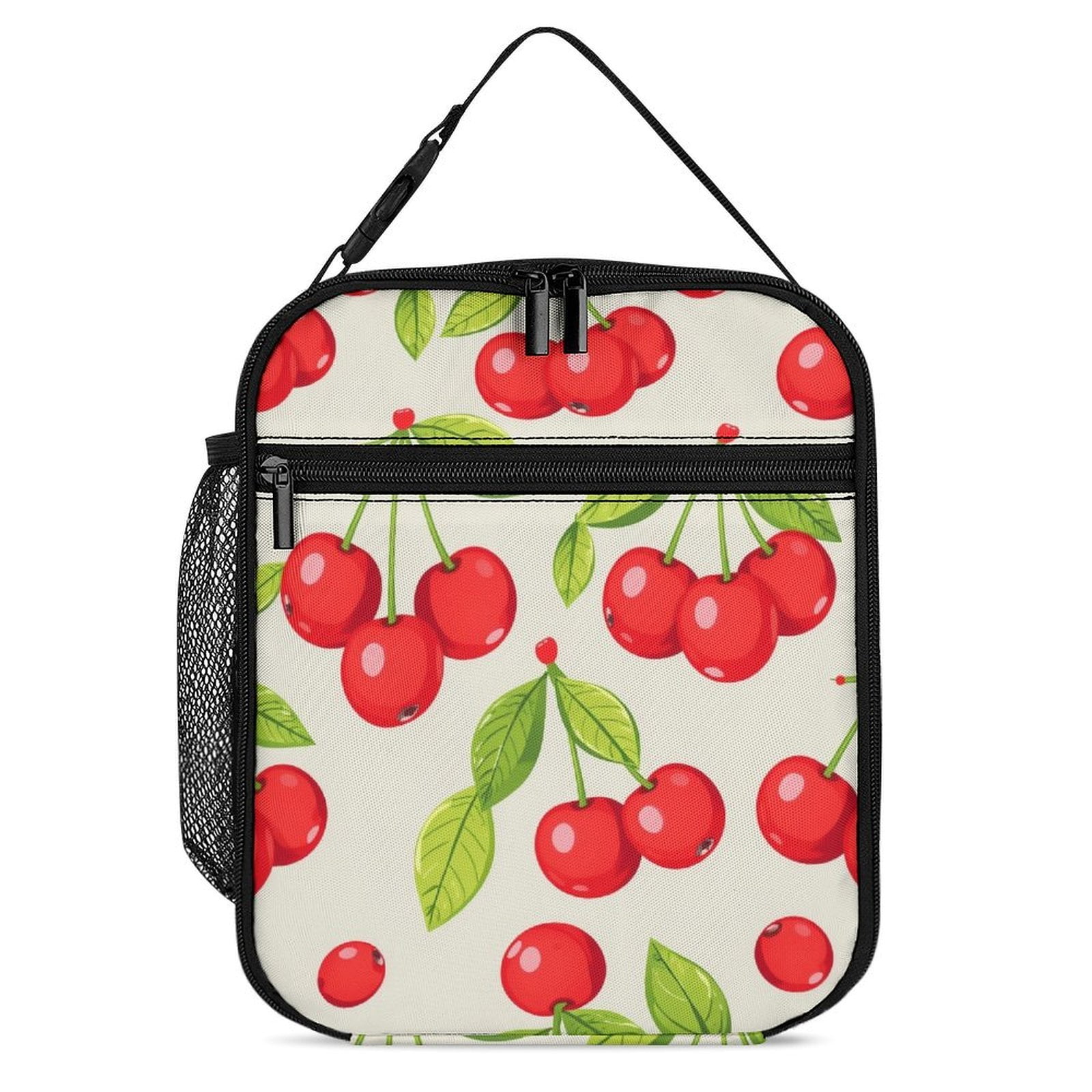 Red Juicy Cherries Lunch Bags Lunch Container Cooler Bag Tote Lunch Box ...