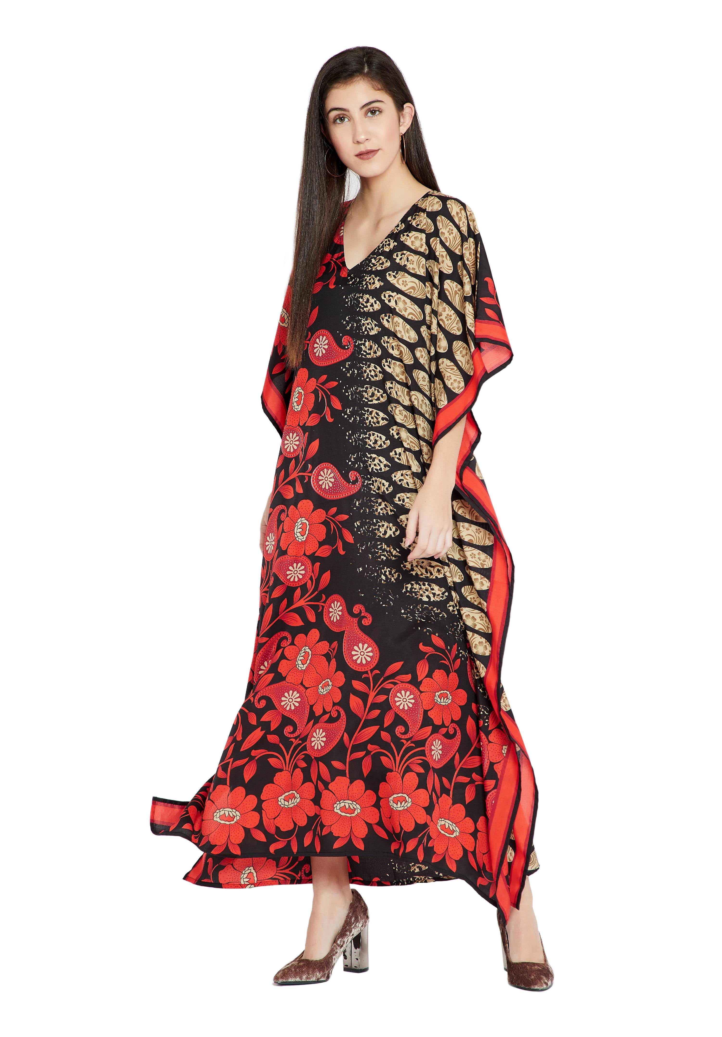 Red Kaftan Dresses for Women Paisley Plus Size Caftan Dress for Ladies ...