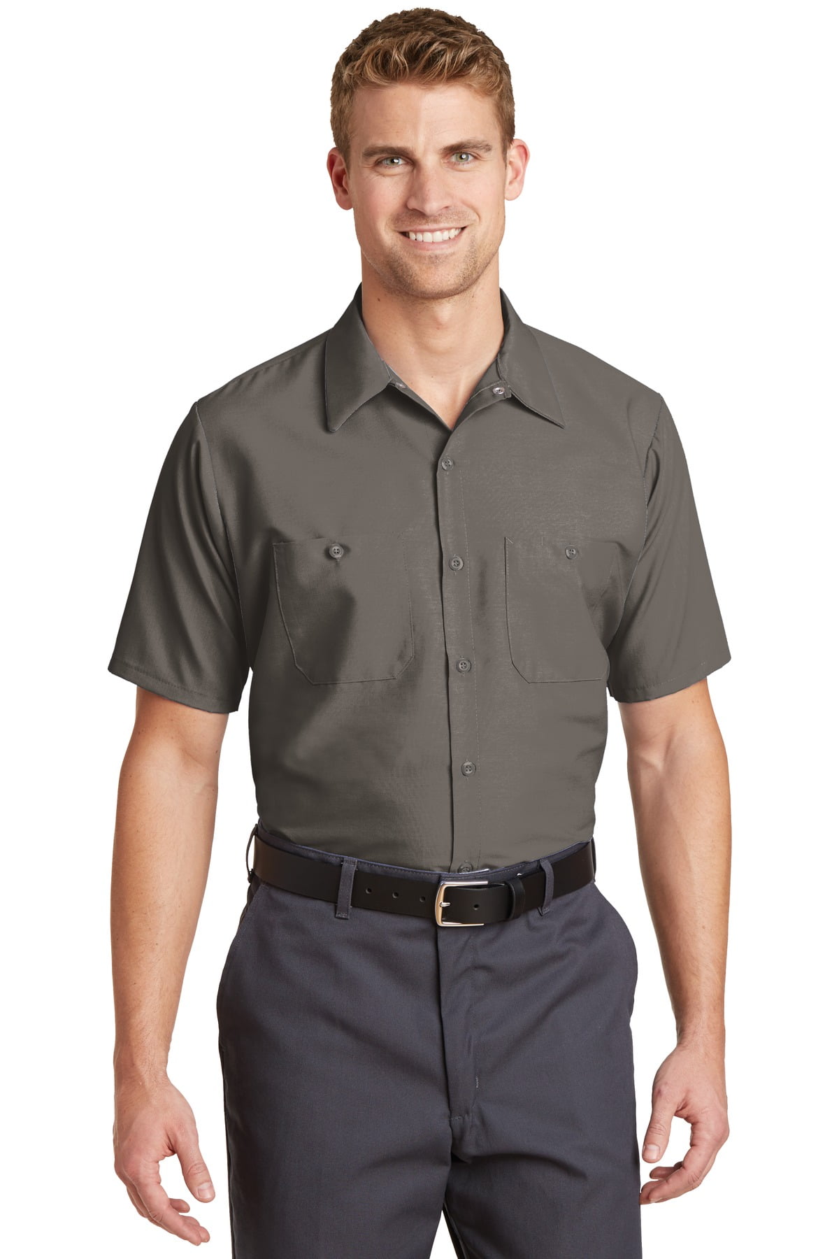 Red Kap - Industrial Short Sleeve Work Shirt - SP24, Gray, S - Walmart.com