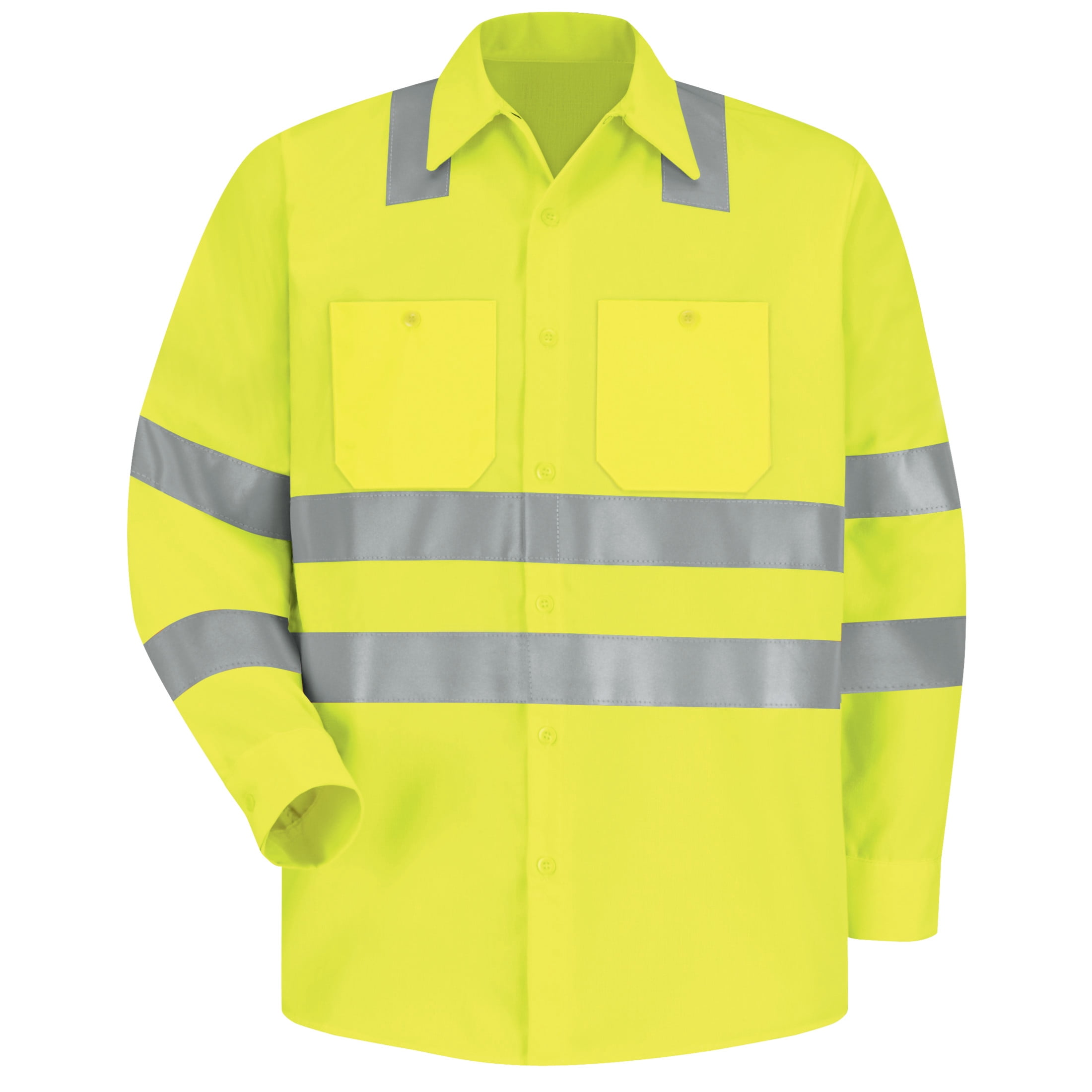 Red Kap Men's Hi-Visibility Long Sleeve Work Shirt - Type R, Class 3 ...