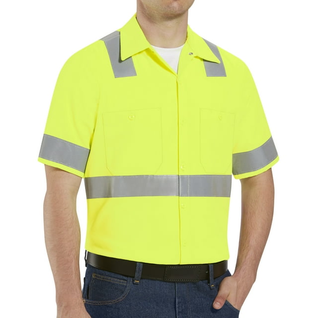 Red Kap Men's Hi-Visibility Short Sleeve Work Shirt - Type R, Class 2 ...