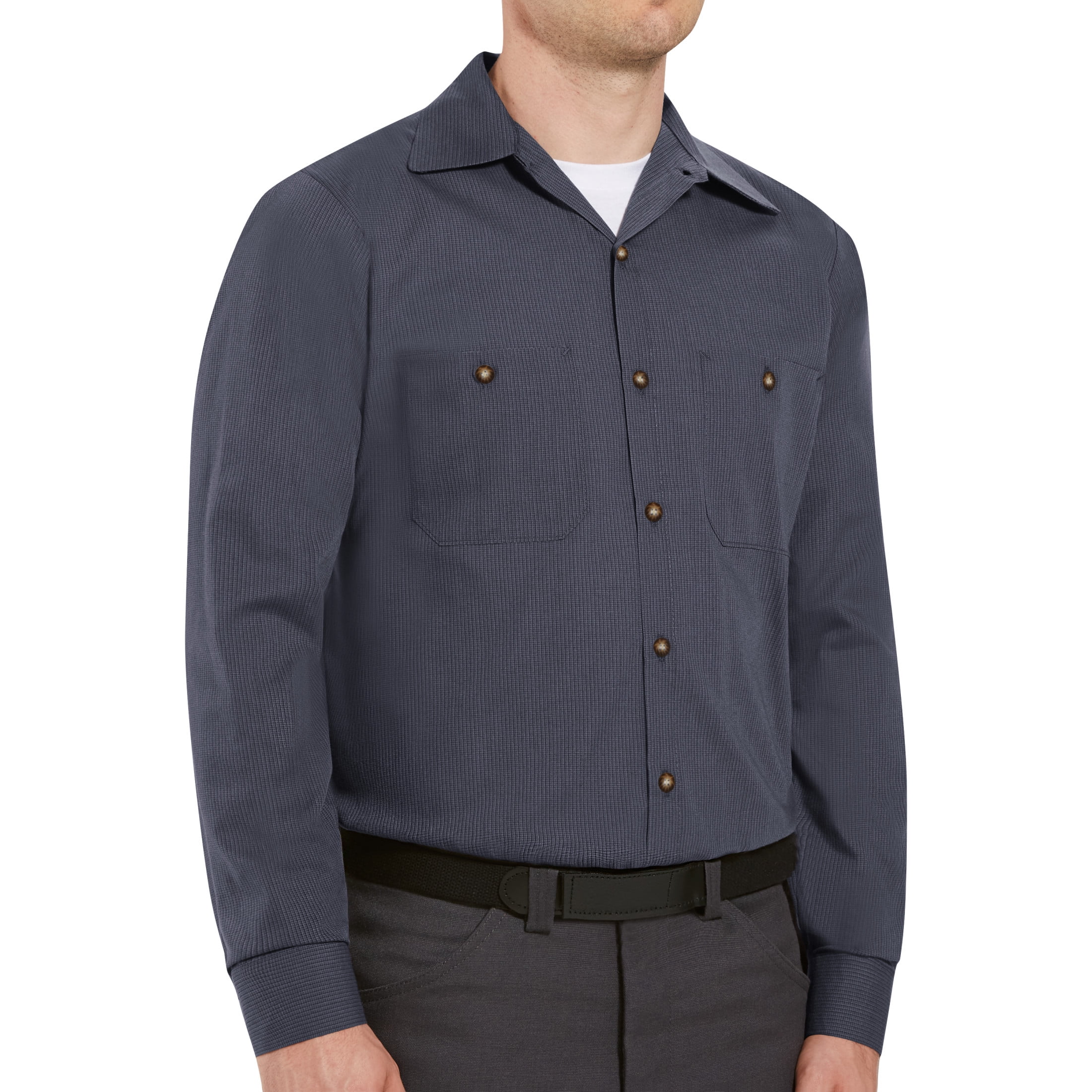 Red Kap Men's Long Sleeve Geometric Microcheck Work Shirt - Walmart.com