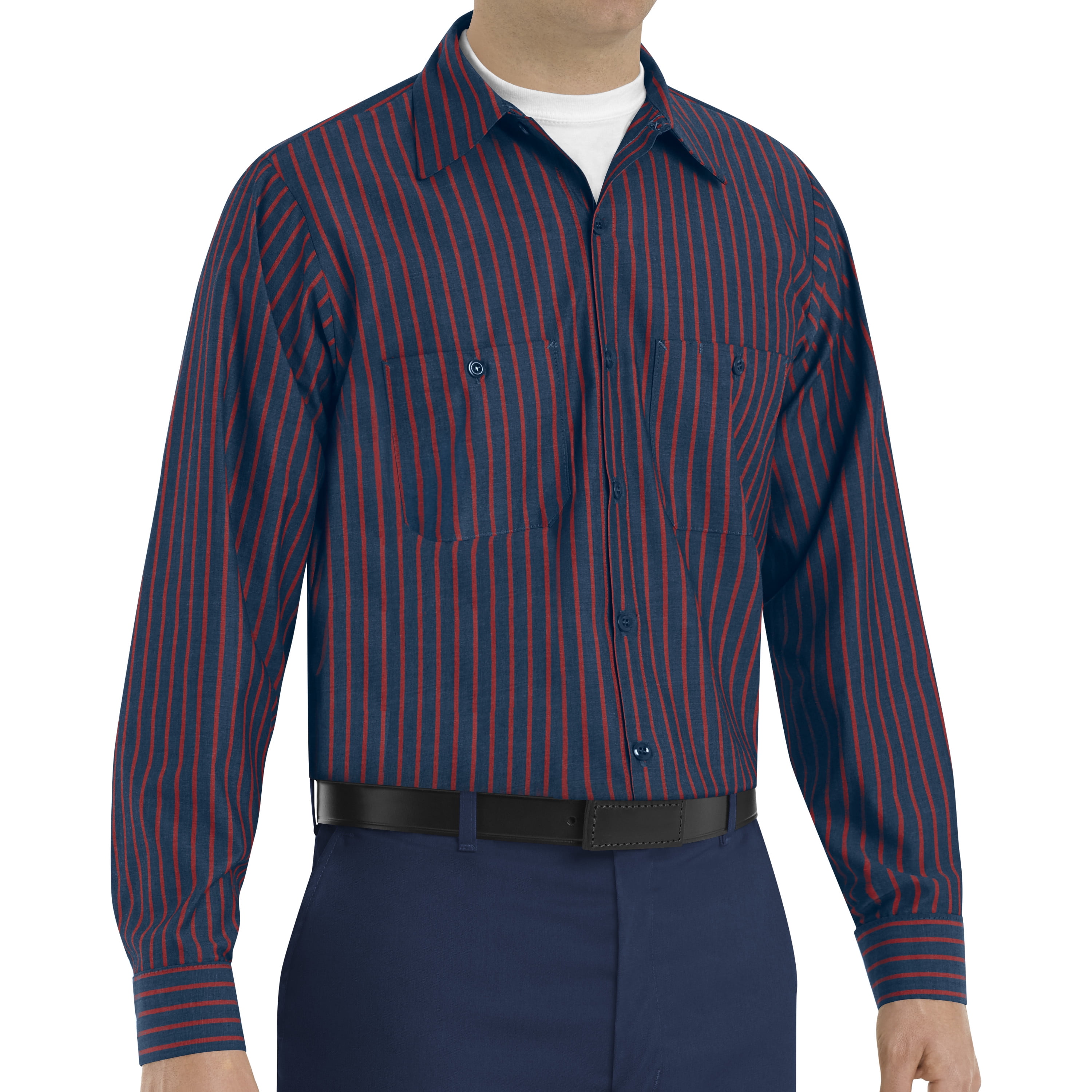 Red KapÂ® Men's Long Sleeve Industrial Stripe Work Shirt - Walmart.com