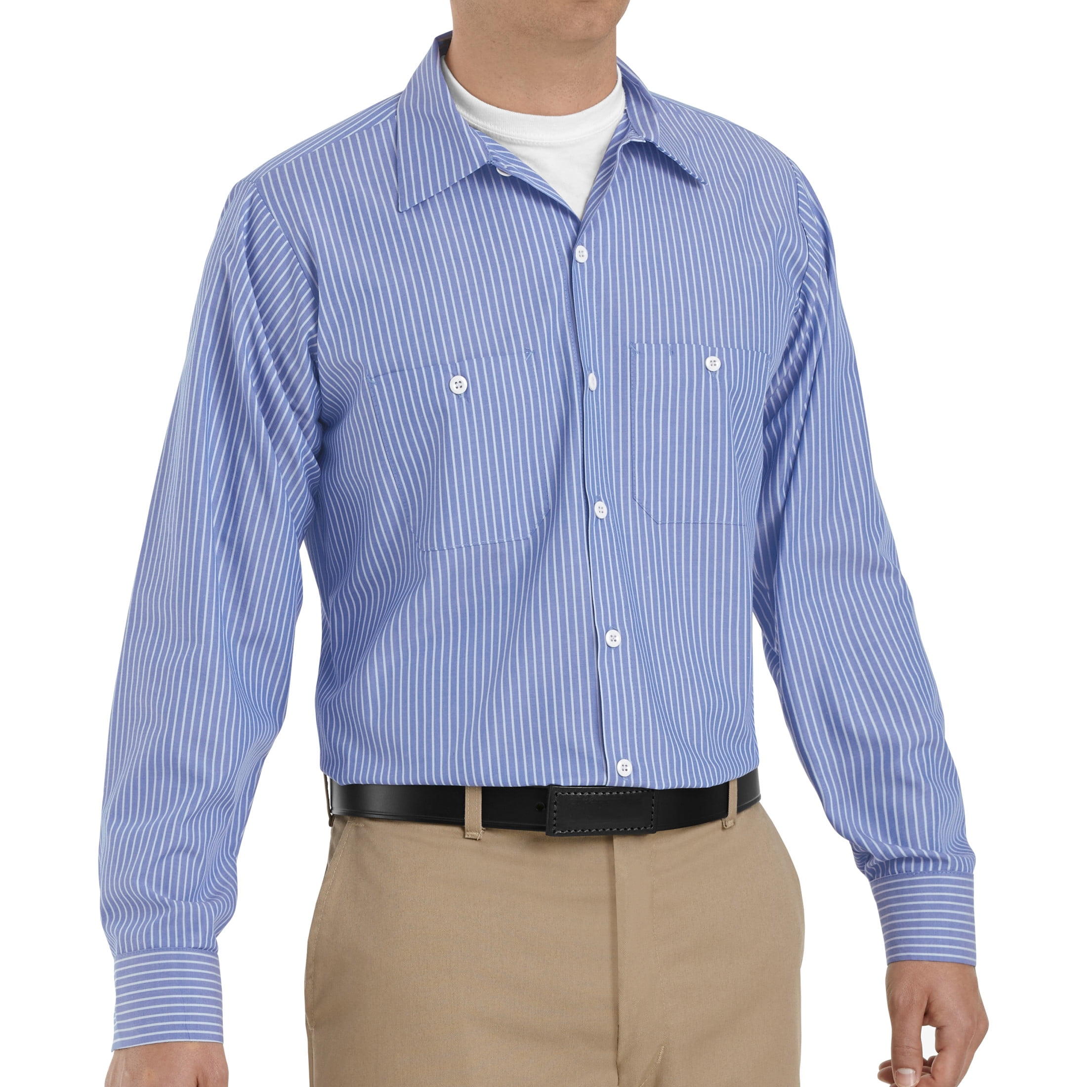 Red Kap Men's Long Sleeve Industrial Stripe Work Shirt - Walmart.com
