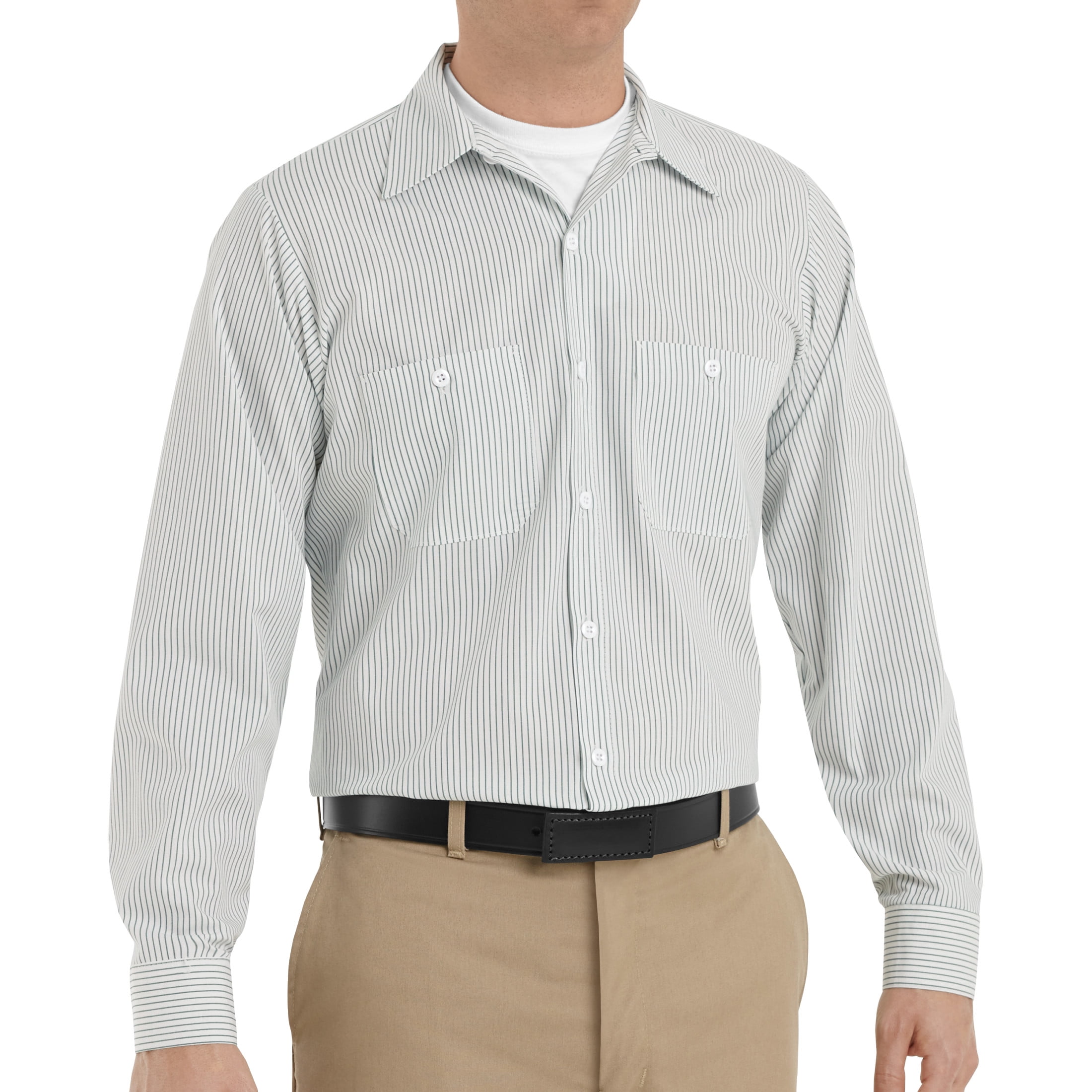 Red Kap Men's Long Sleeve Industrial Stripe Work Shirt - Walmart.com