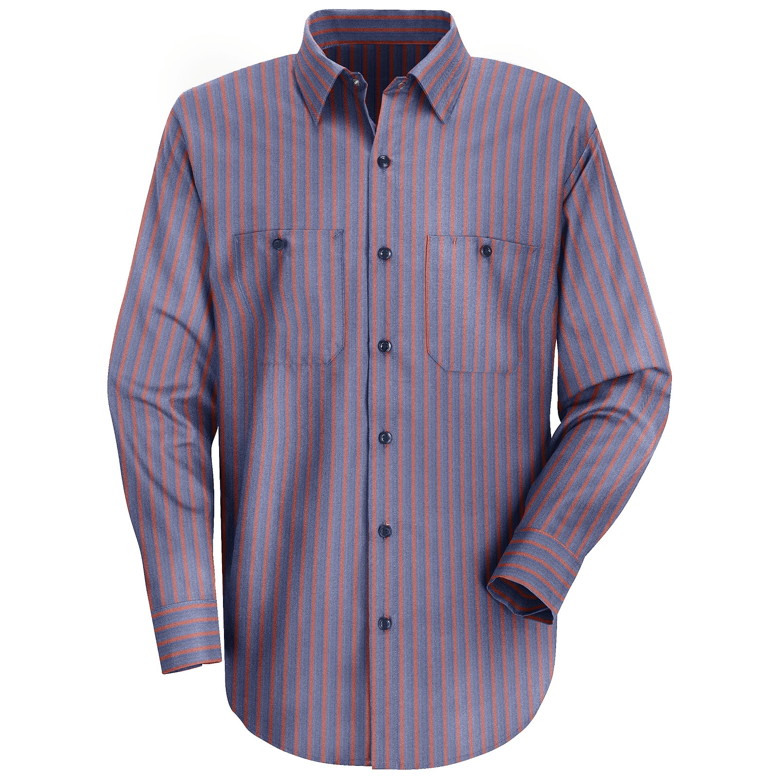 Red KapÂ® Men's Long Sleeve Industrial Stripe Work Shirt - Walmart.com