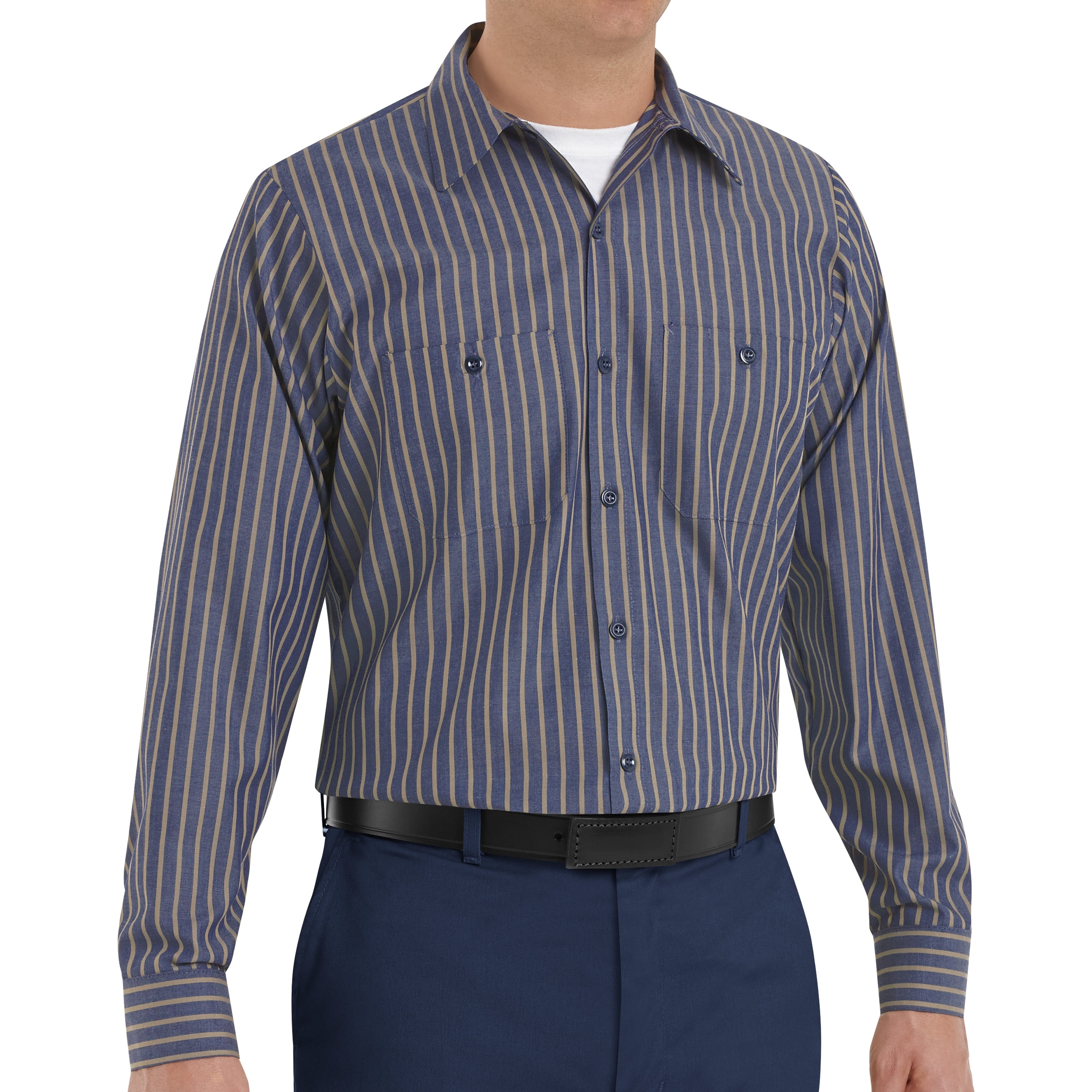 Red KapÂ® Men's Long Sleeve Industrial Stripe Work Shirt - Walmart.com