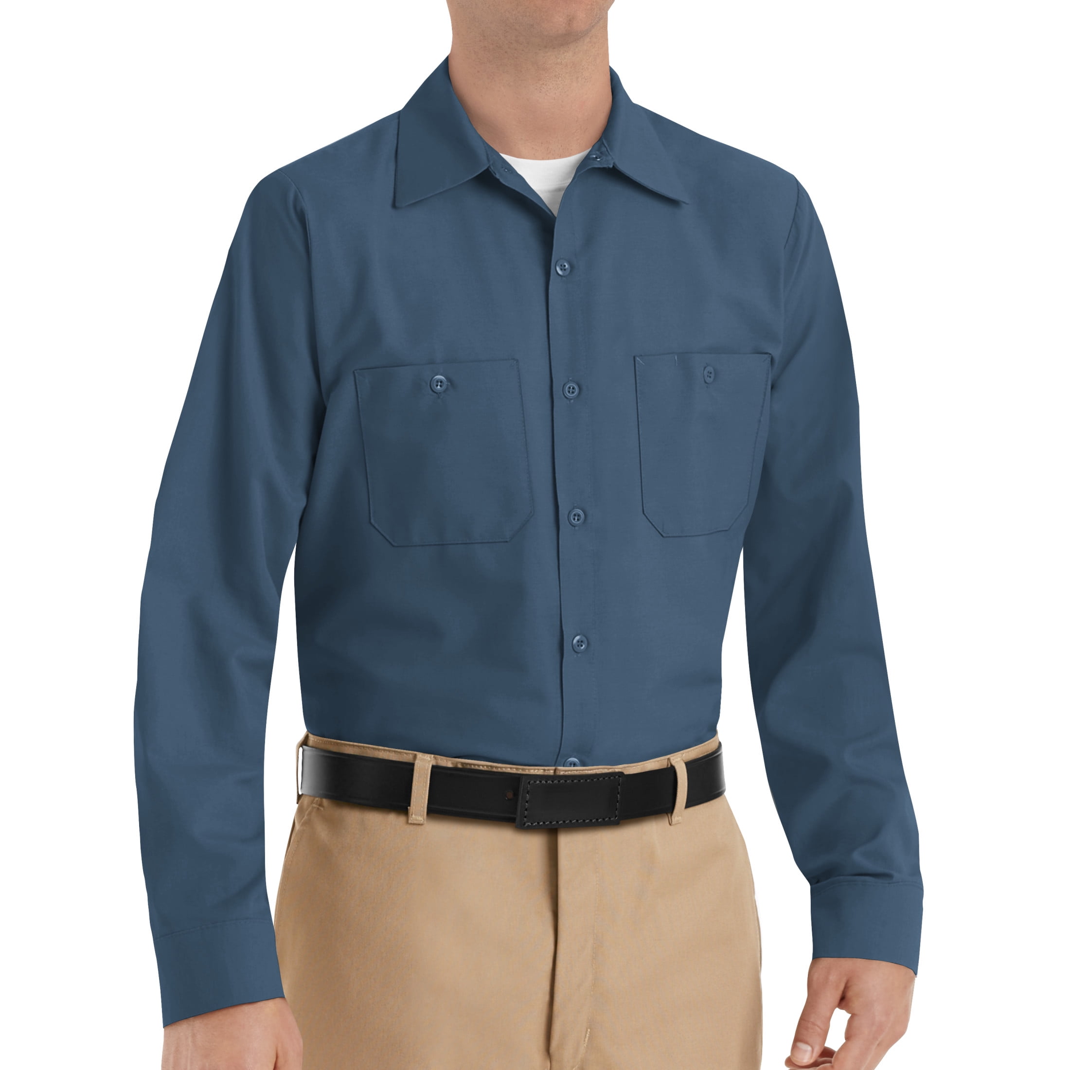 Red Kap Men's Long Sleeve Industrial Work Shirt - Walmart.com