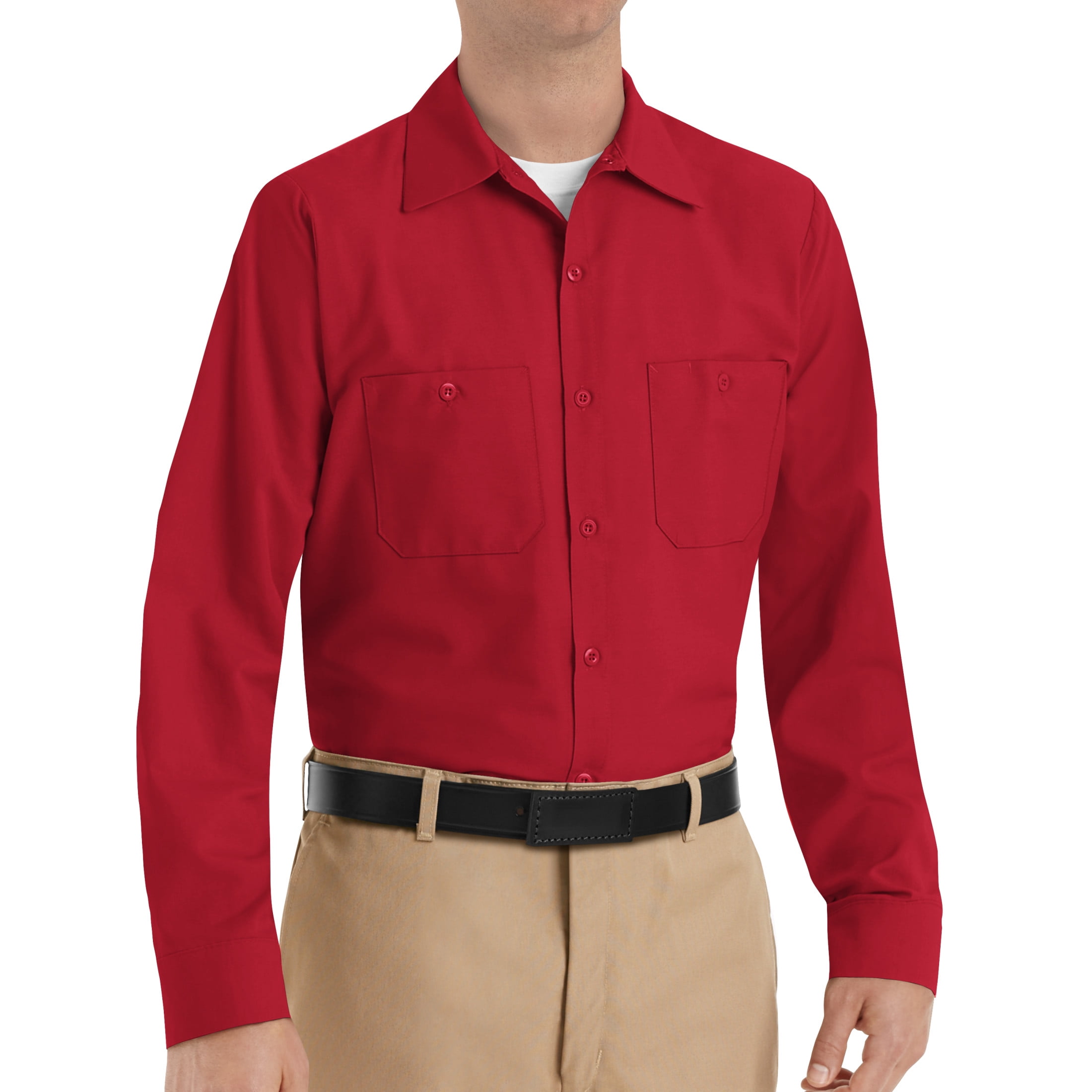 Red Kap Men's Long Sleeve Industrial Work Shirt - Walmart.com