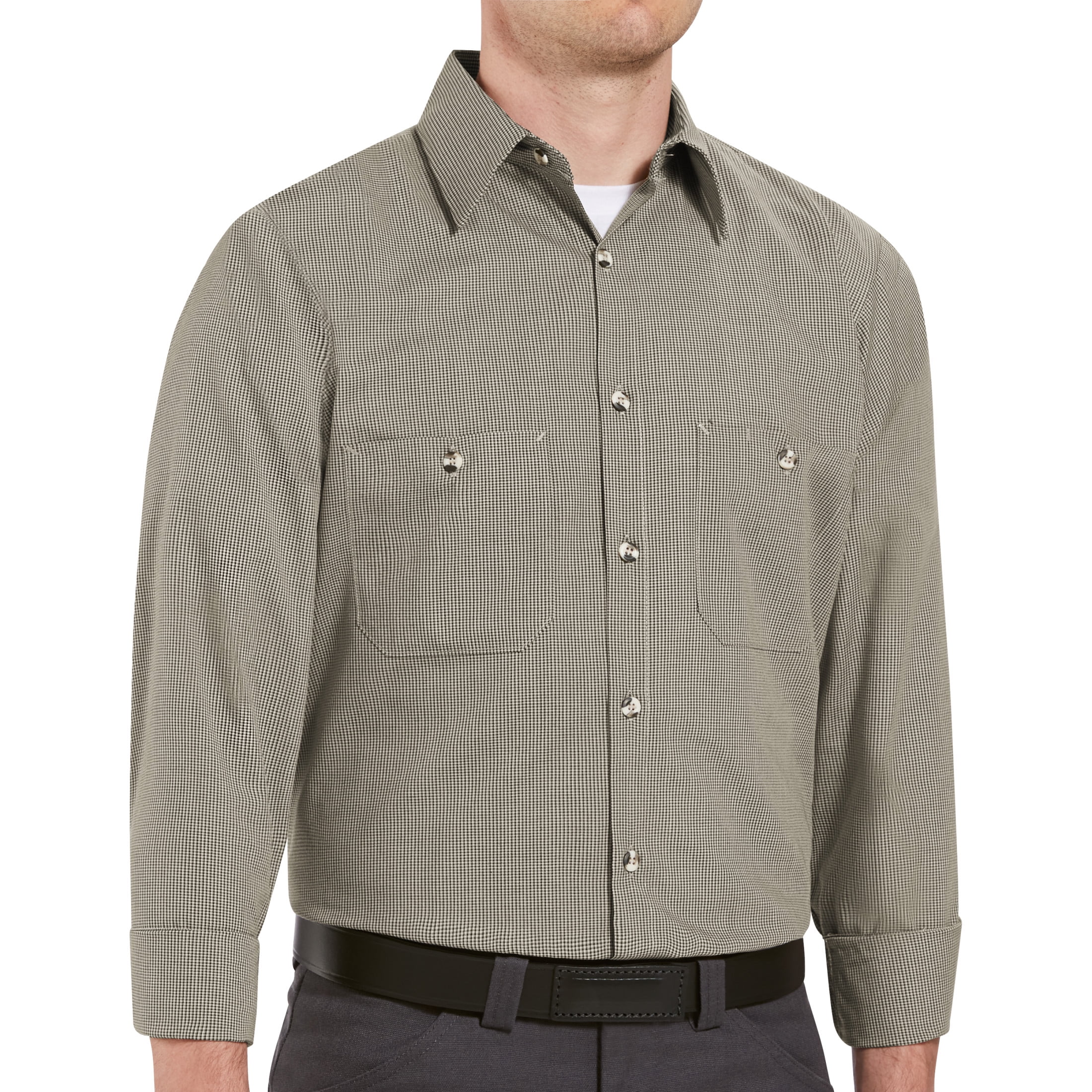Red Kap Men's Long Sleeve Microcheck Uniform Shirt - Walmart.com