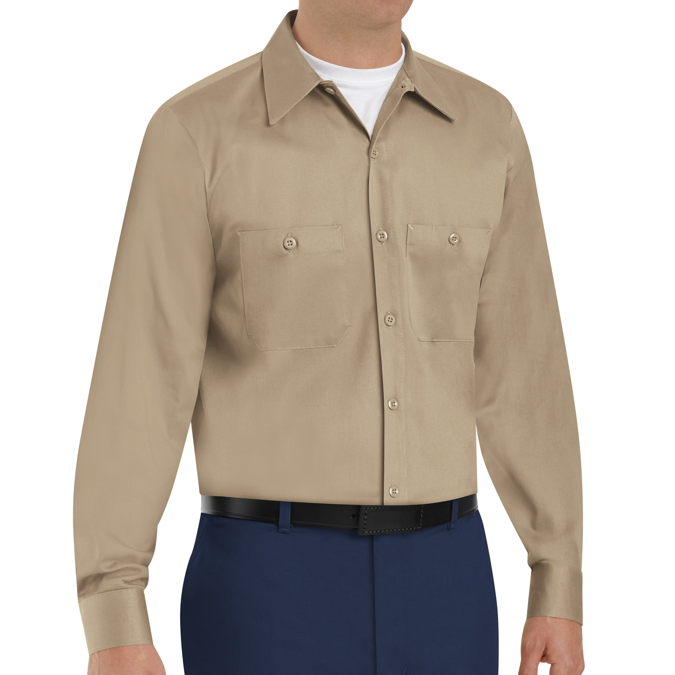 Red Kap Men's Long Sleeve Wrinkle-Resistant Cotton Work Shirt - Walmart.com