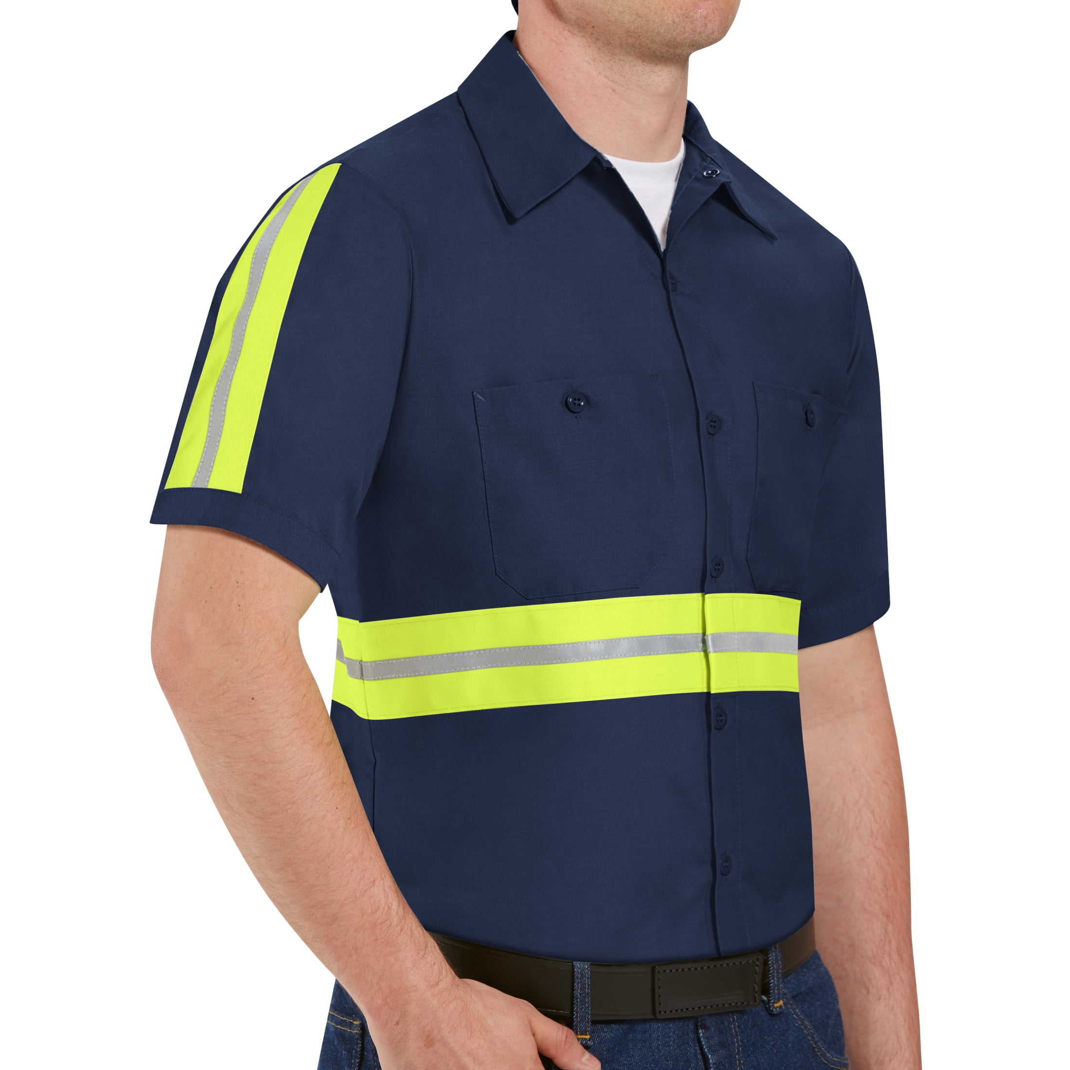 Red Kap Men's Short Sleeve Enhanced Visibility Industrial Work Shirt ...