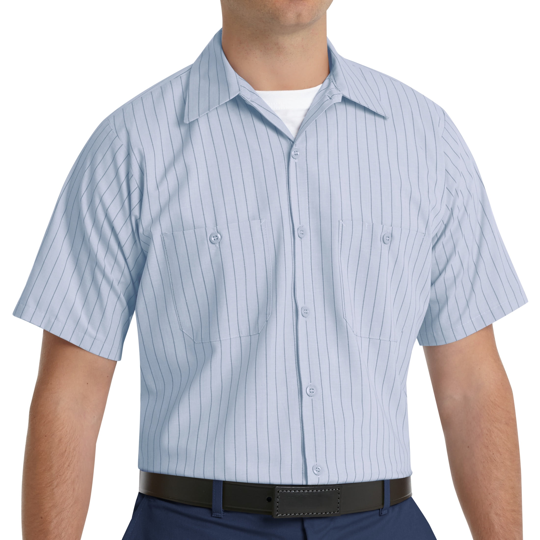 Red Kap Men's Short Sleeve Industrial Stripe Work Shirt - Walmart.com