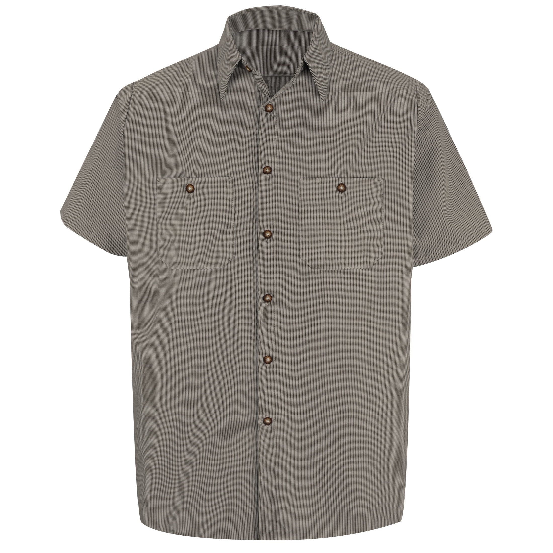 Red Kap Men's Short Sleeve Microcheck Uniform Shirt - Walmart.com