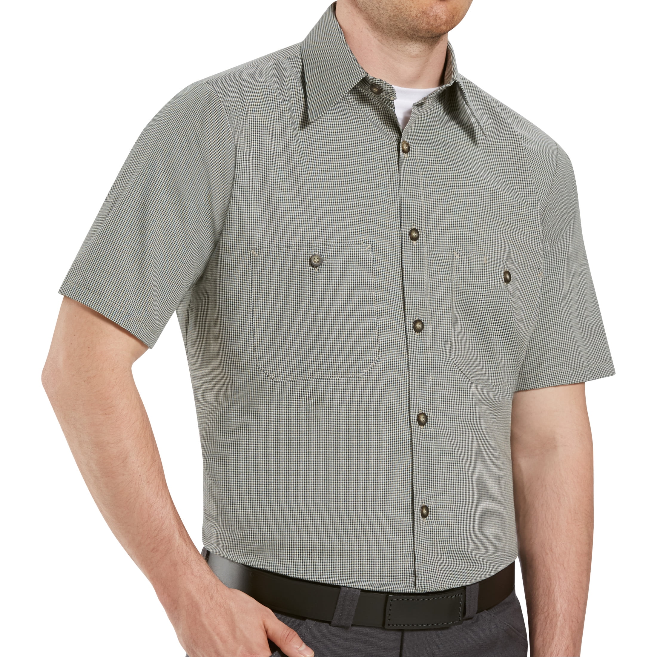 Red Kap Men's Short Sleeve Microcheck Uniform Shirt - Walmart.com