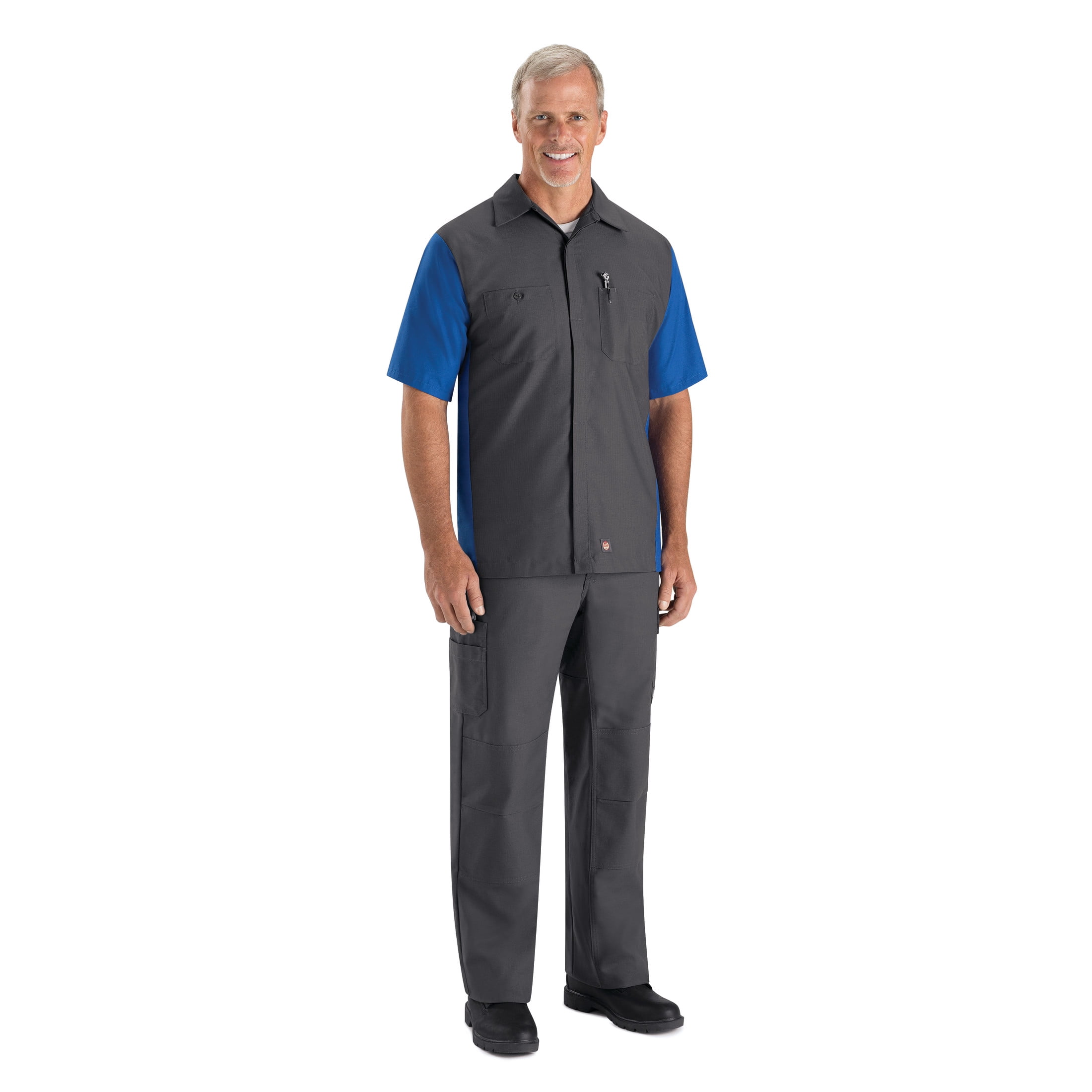 Red Kap Men's Short Sleeve Two-Tone Crew Shirt - Walmart.com