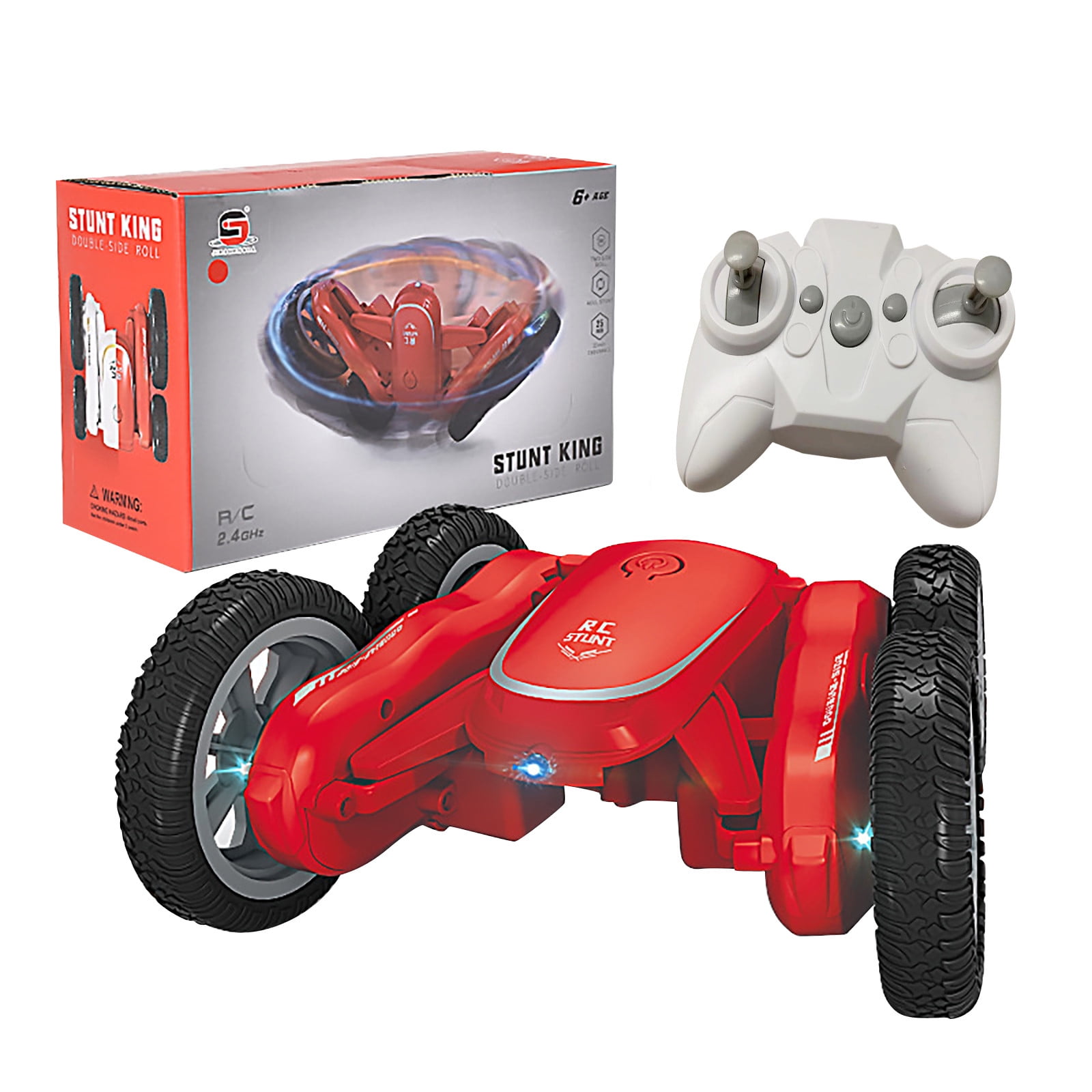 Red Kids Remote Control Stunt Car 4Wd Double Sided Rotating 360 Degrees ...