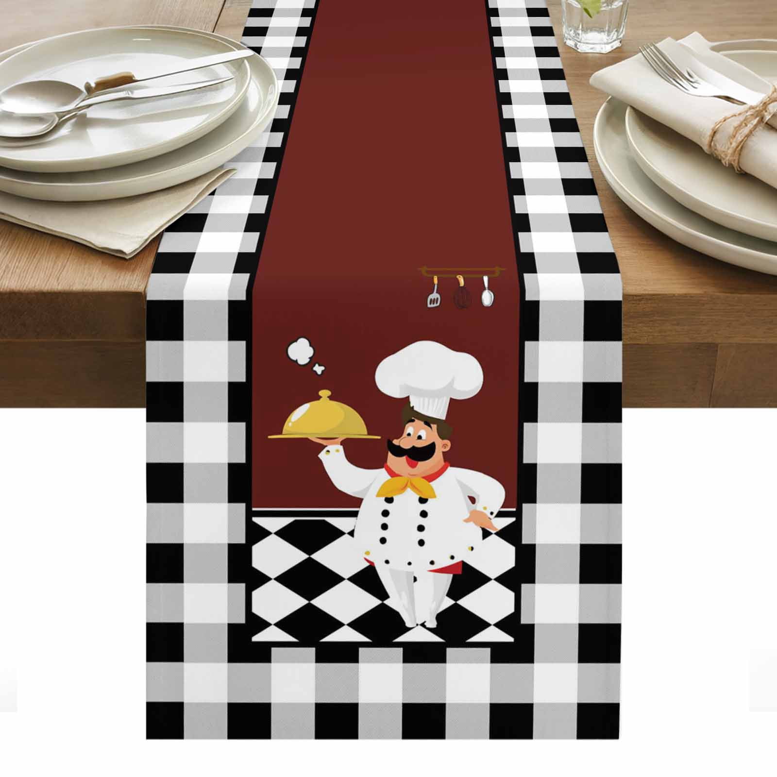Red Kitchen Chef Table Runner - 70 Inch Long, Kitchen Dining Table ...