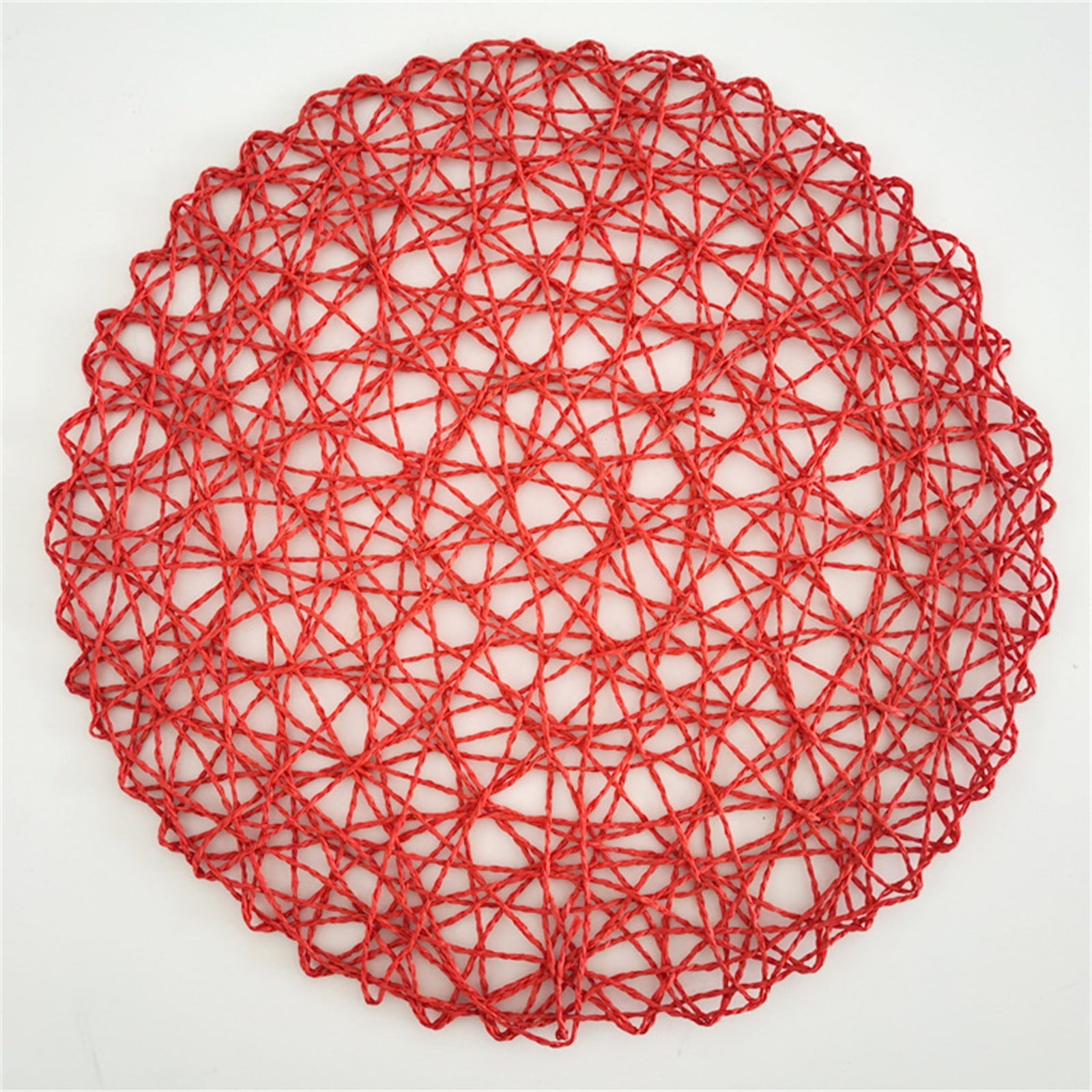 Red Kitchen Placemat 3Pcs Fine Paper Cord Placemat Round Random Braided ...