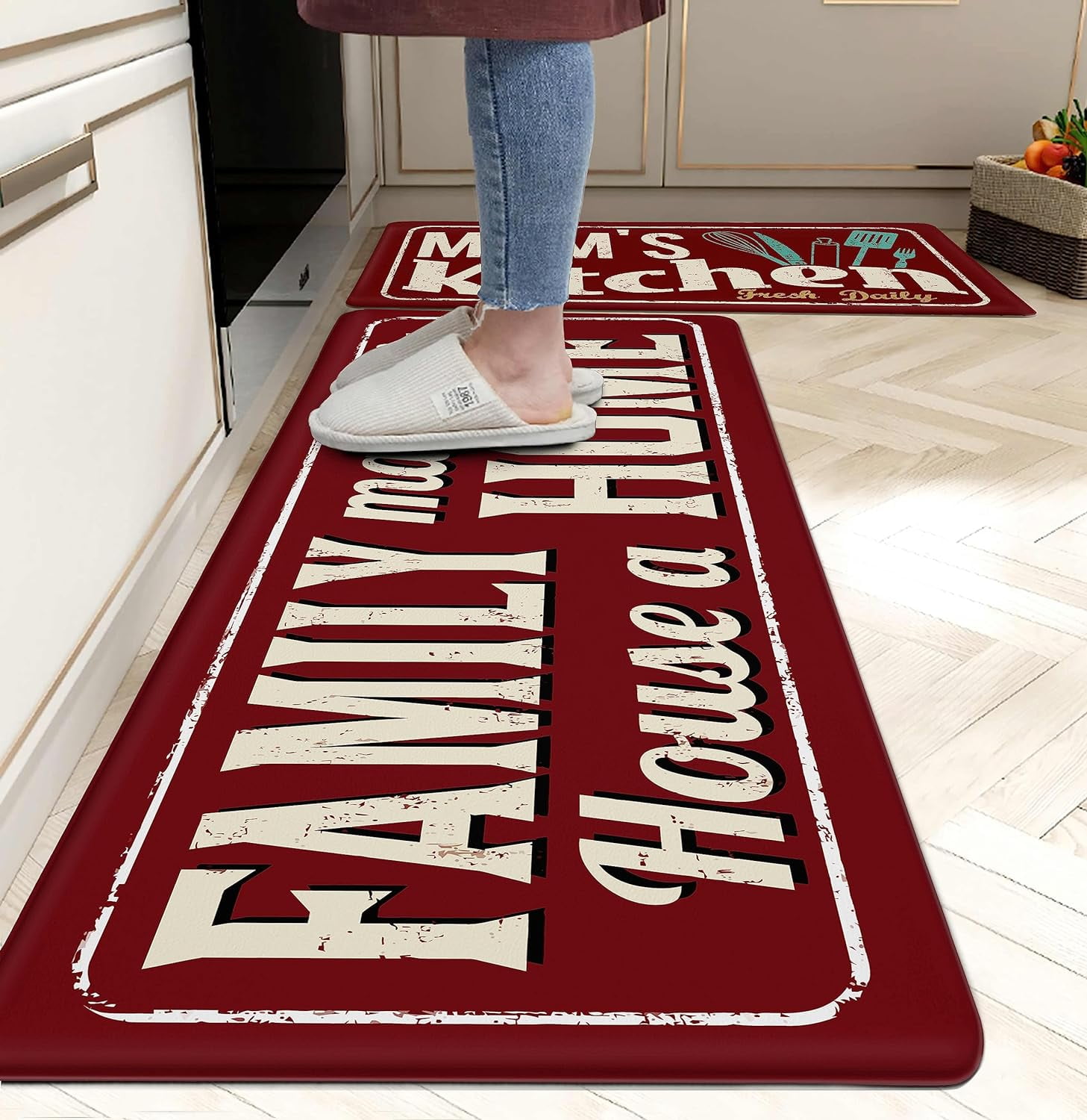 Red Kitchen Rugs Anti Fatigue Mats for Kitchen Floor Farmhouse Quotes ...