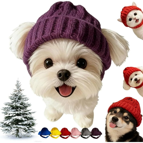 Red Knit Dog Beanie with Ear Flaps - Warm Winter Hat, 2026 New Dogs ...