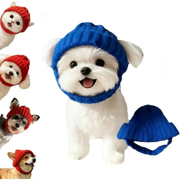 Red Knit Dog Beanie with Ear Flaps – Warm Winter Hat, Pet Knitted ...