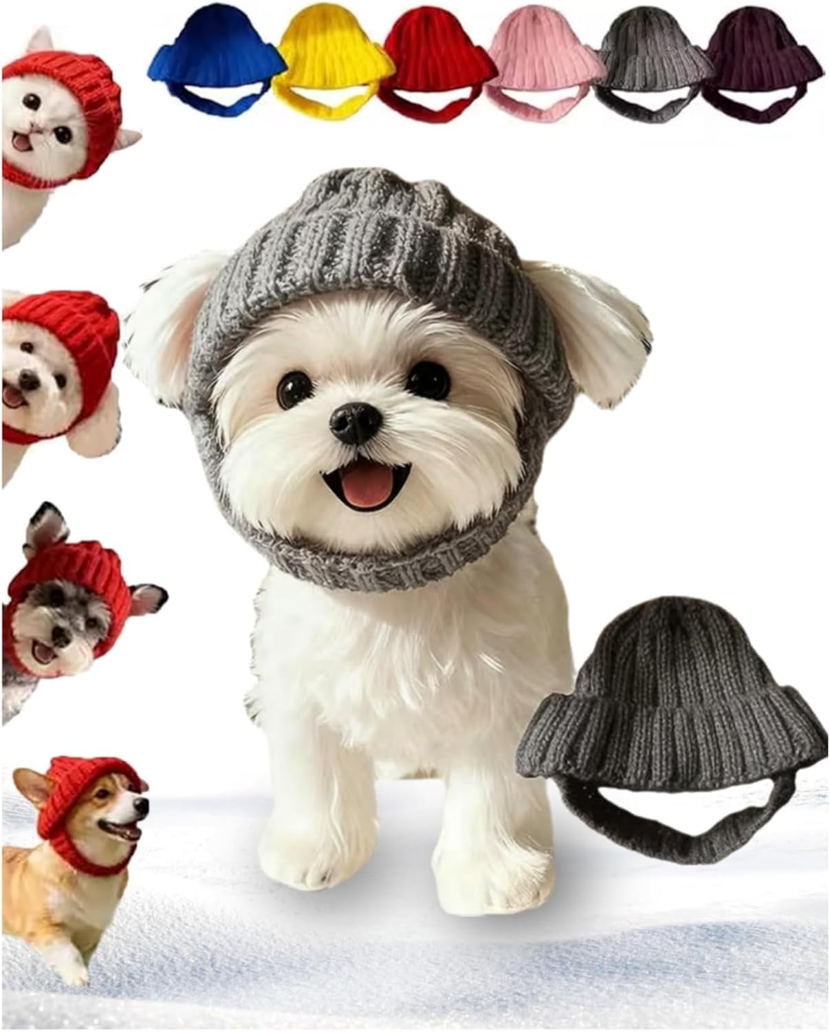 Red Knit Dog Beanie with Ear Flaps, Red Knit Dog Beanie with Ear Flaps ...